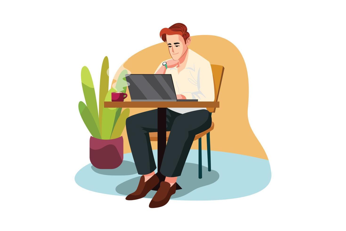 A man sitting at a cafe working on a laptop 8516222 Vector Art at Vecteezy A man sitting at a cafe working on a laptop 8516222 Vector Art at Vecteezy