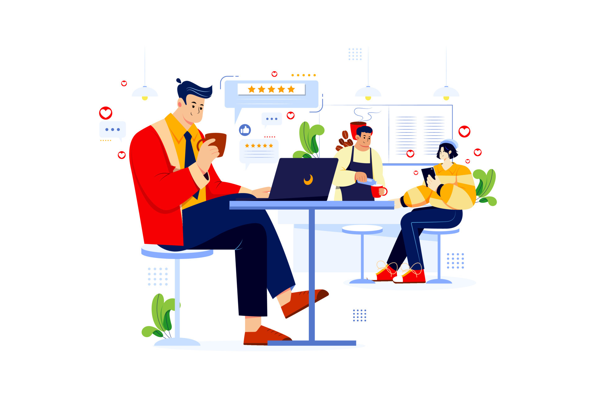 Businessman Giving Feedback For The Coffee Shop Service 8516848 Vector businessman-giving-feedback-for-the-coffee-shop-service-8516848-vector