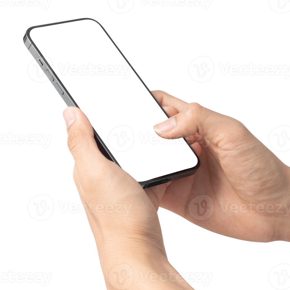 Hand Holding And Using Phone Mockup Cutout Png File 8519577 Png