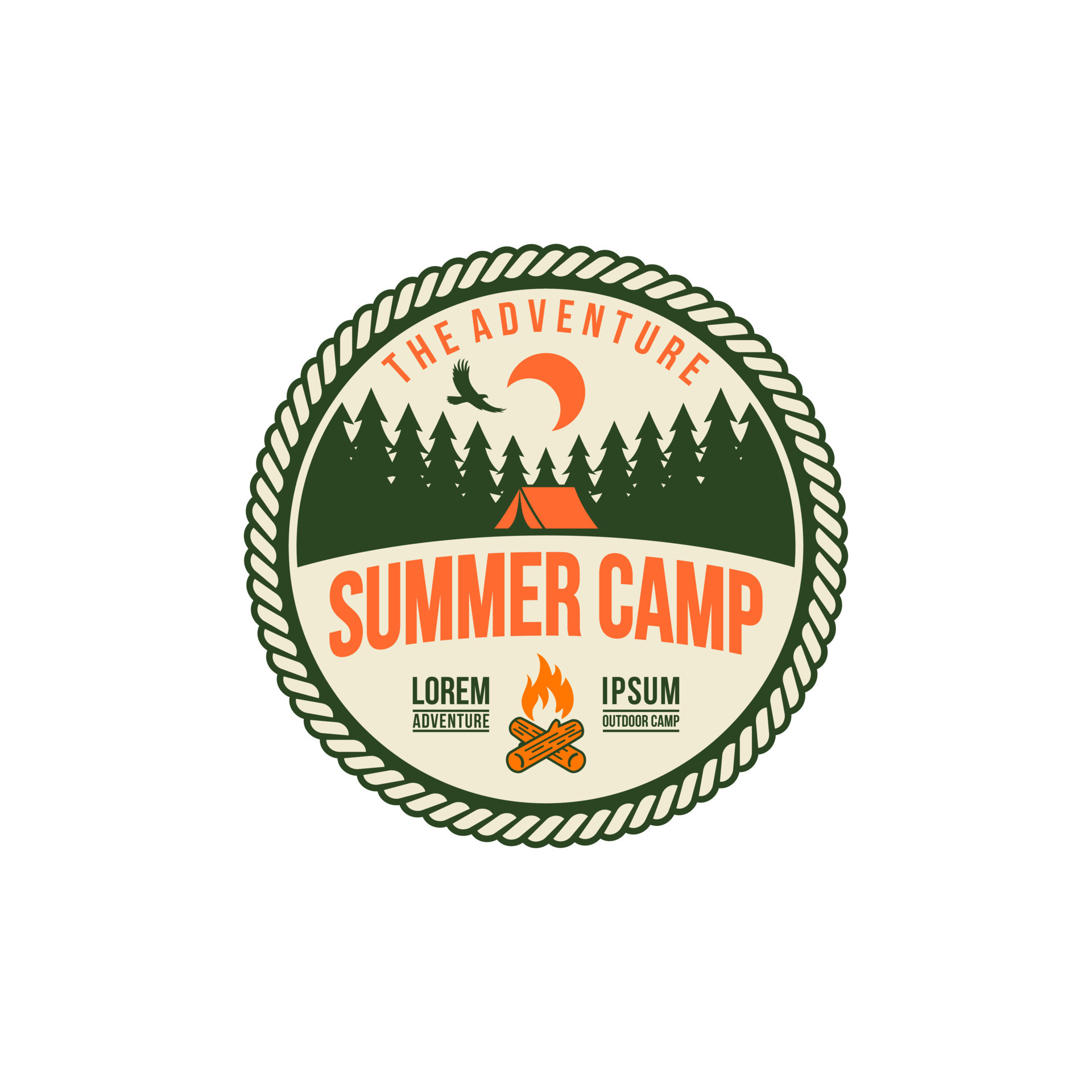Summer Camp Badge Logo Vector Template 8519881 Vector Art At Vecteezy
