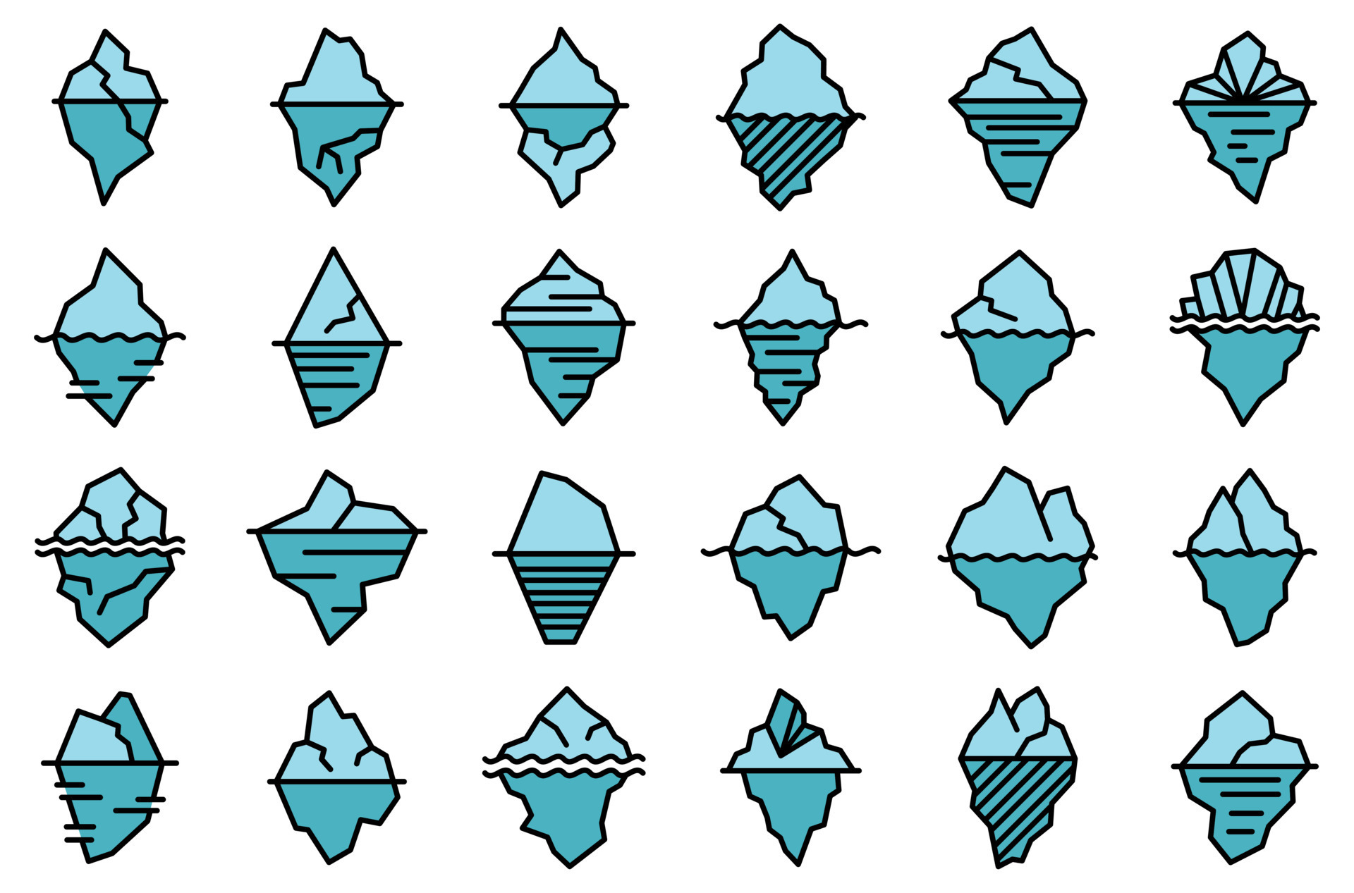 Iceberg icons set vector flat 8520519 Vector Art at Vecteezy