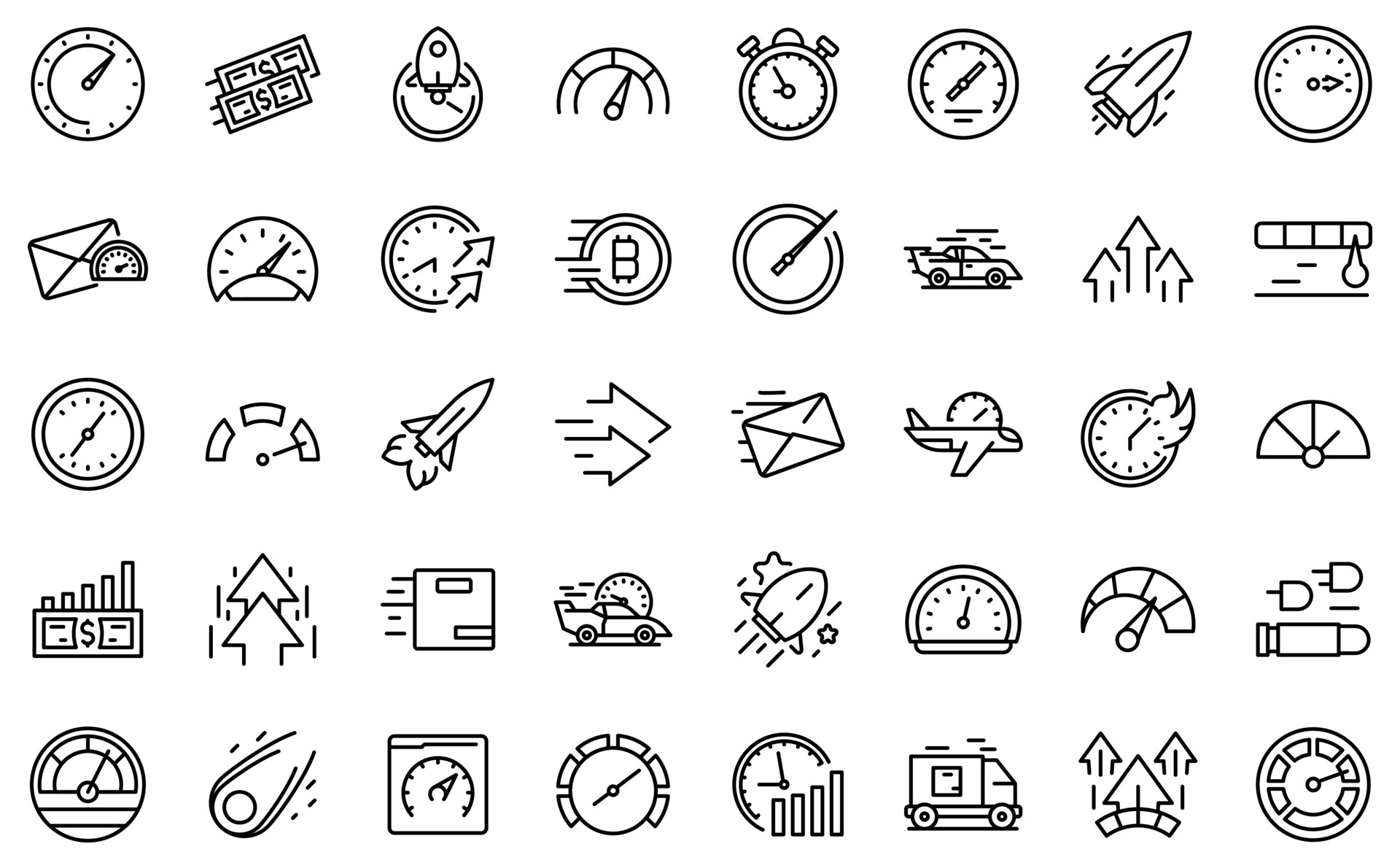 Velocity icons set, outline style 8522732 Vector Art at Vecteezy