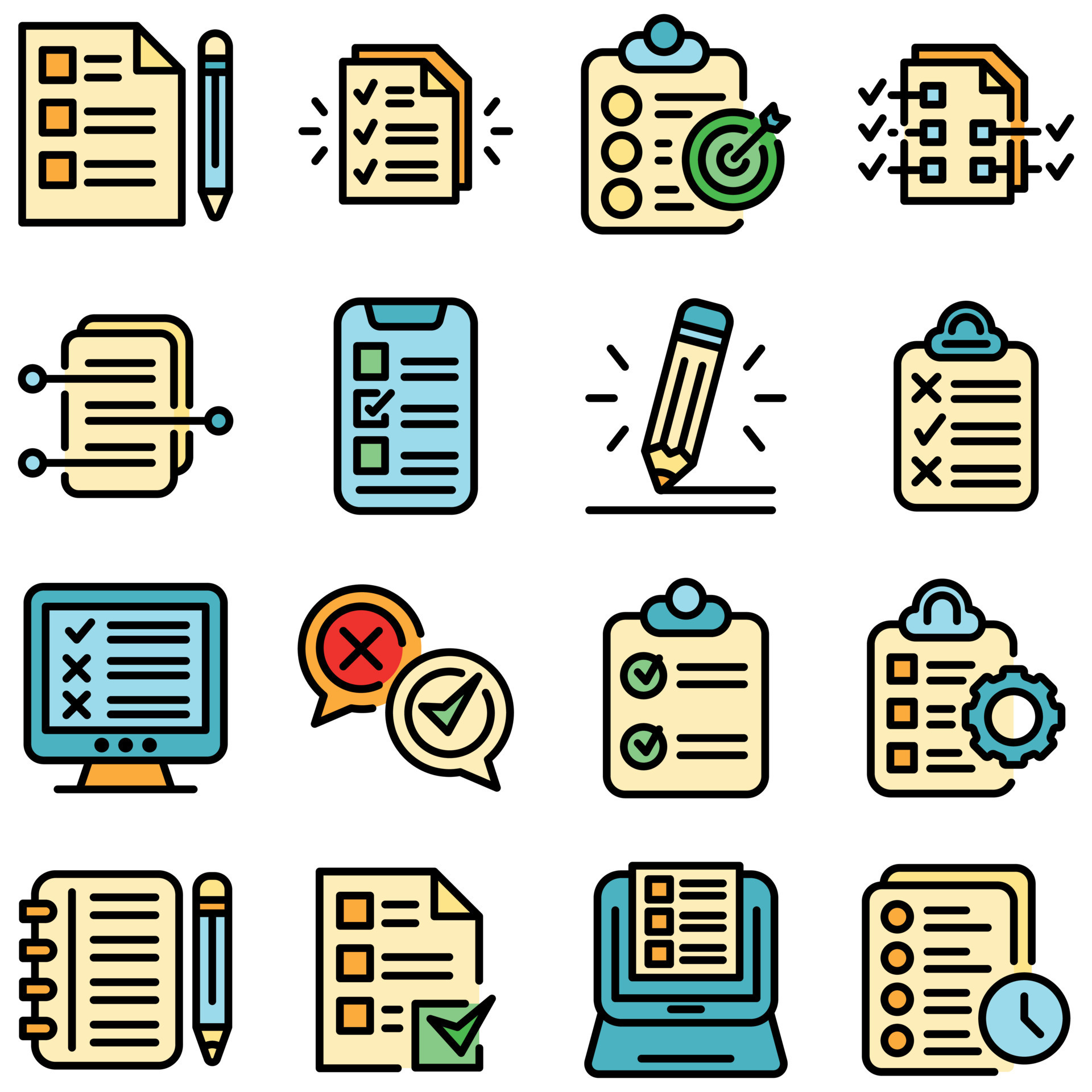 Assignment icons set vector flat 8523331 Vector Art at Vecteezy