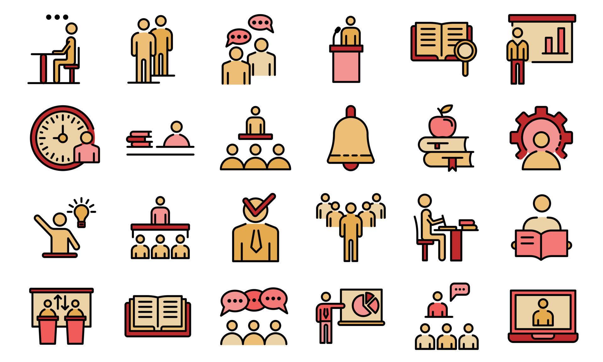 Lecture class icons vector flat 8527889 Vector Art at Vecteezy