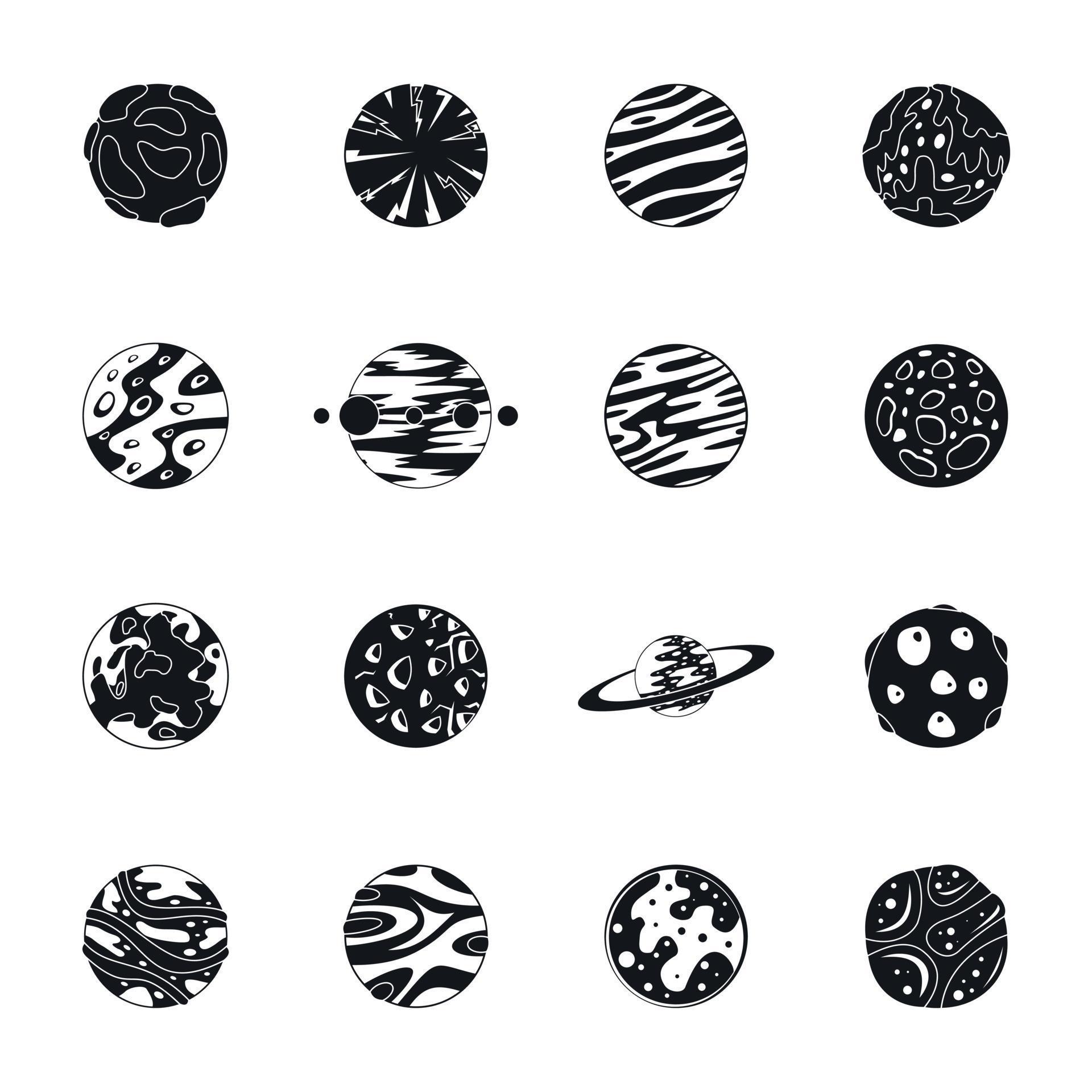 Fantastic planets icons set, simple style 8529345 Vector Art at Vecteezy