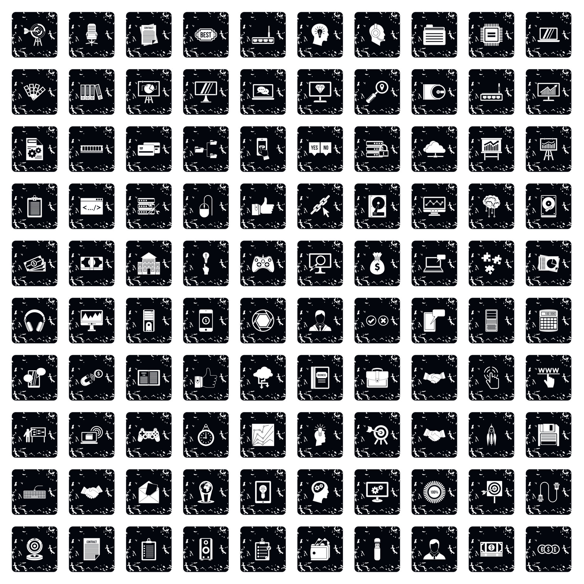 100 web development icons set, grunge style 8529969 Vector Art at Vecteezy