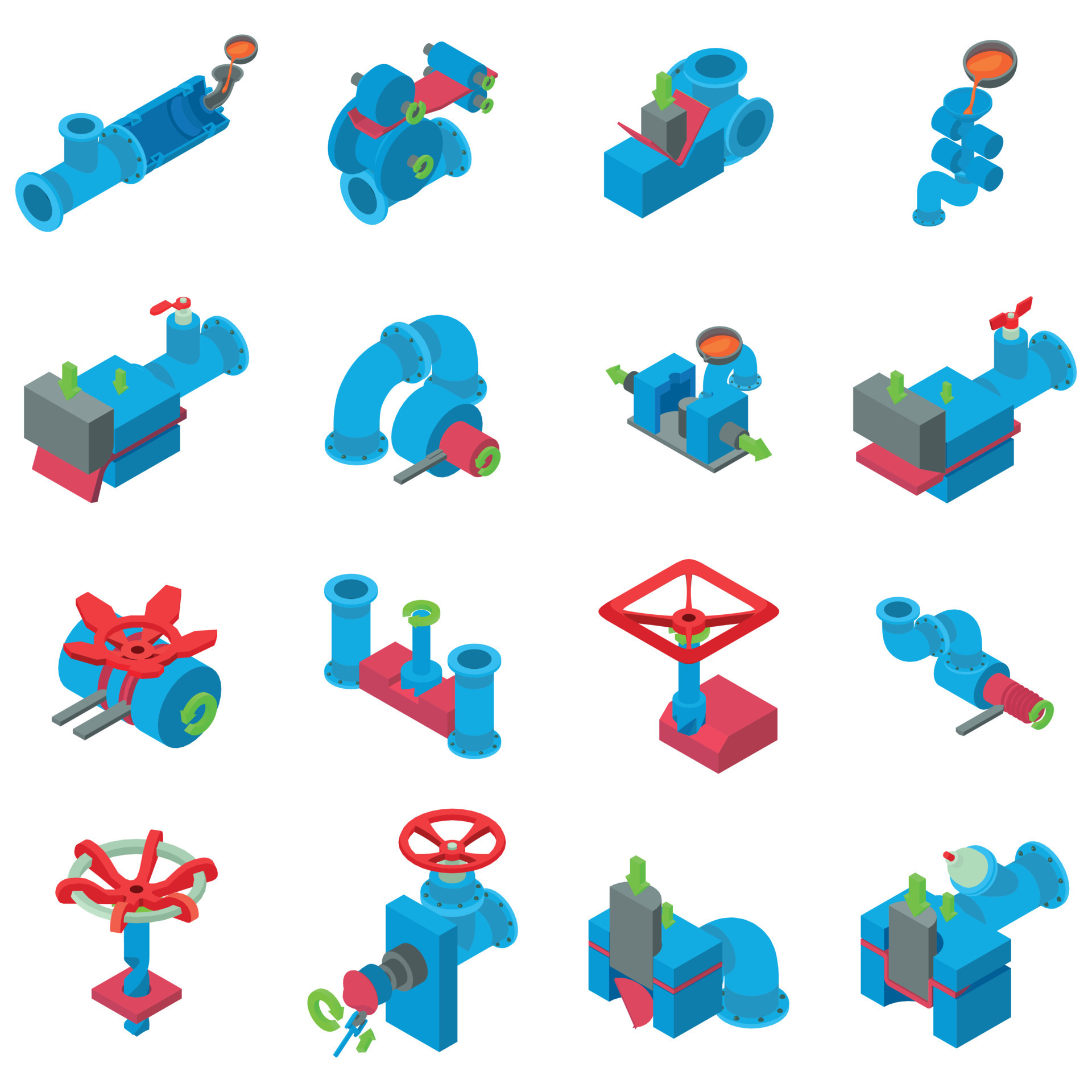 Pipe icons set, isometric style 8530239 Vector Art at Vecteezy