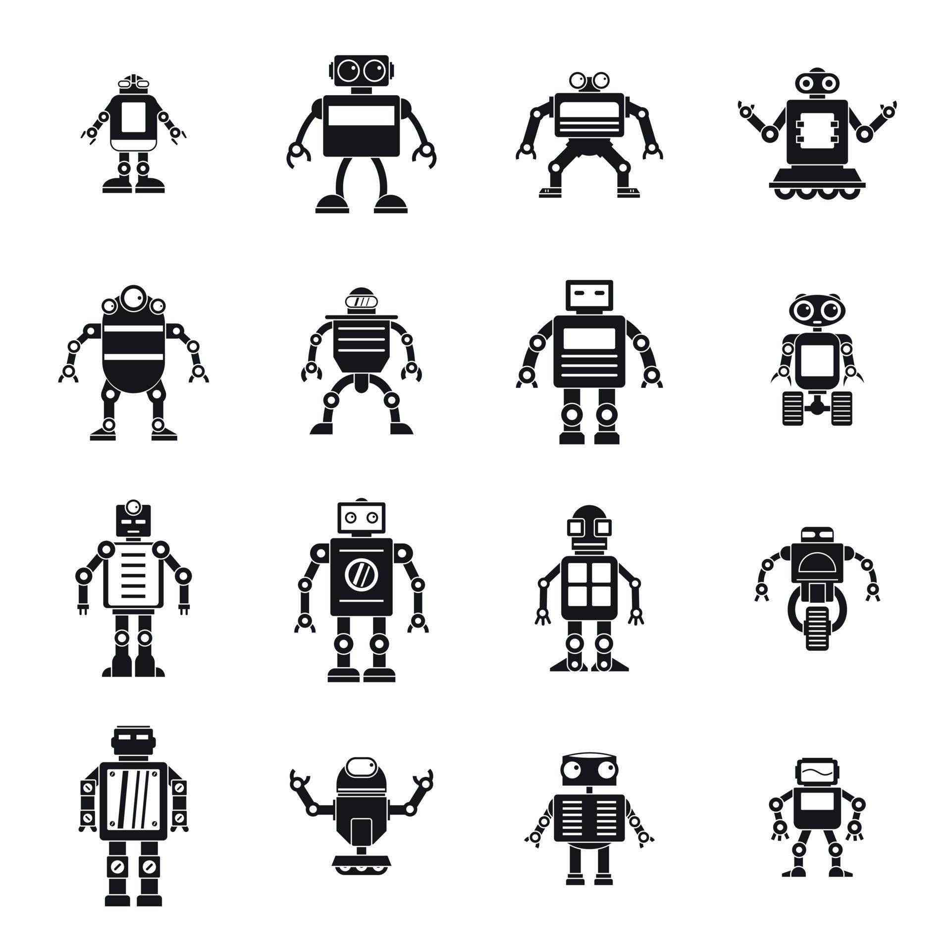 Robot icons set, simple style 8530563 Vector Art at Vecteezy