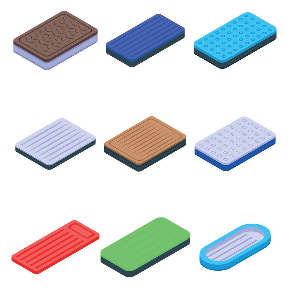 Inflatable mattress icons set, isometric style 8532437 Vector Art at ... Inflatable mattress icons set, isometric style 8532437 Vector Art at ...