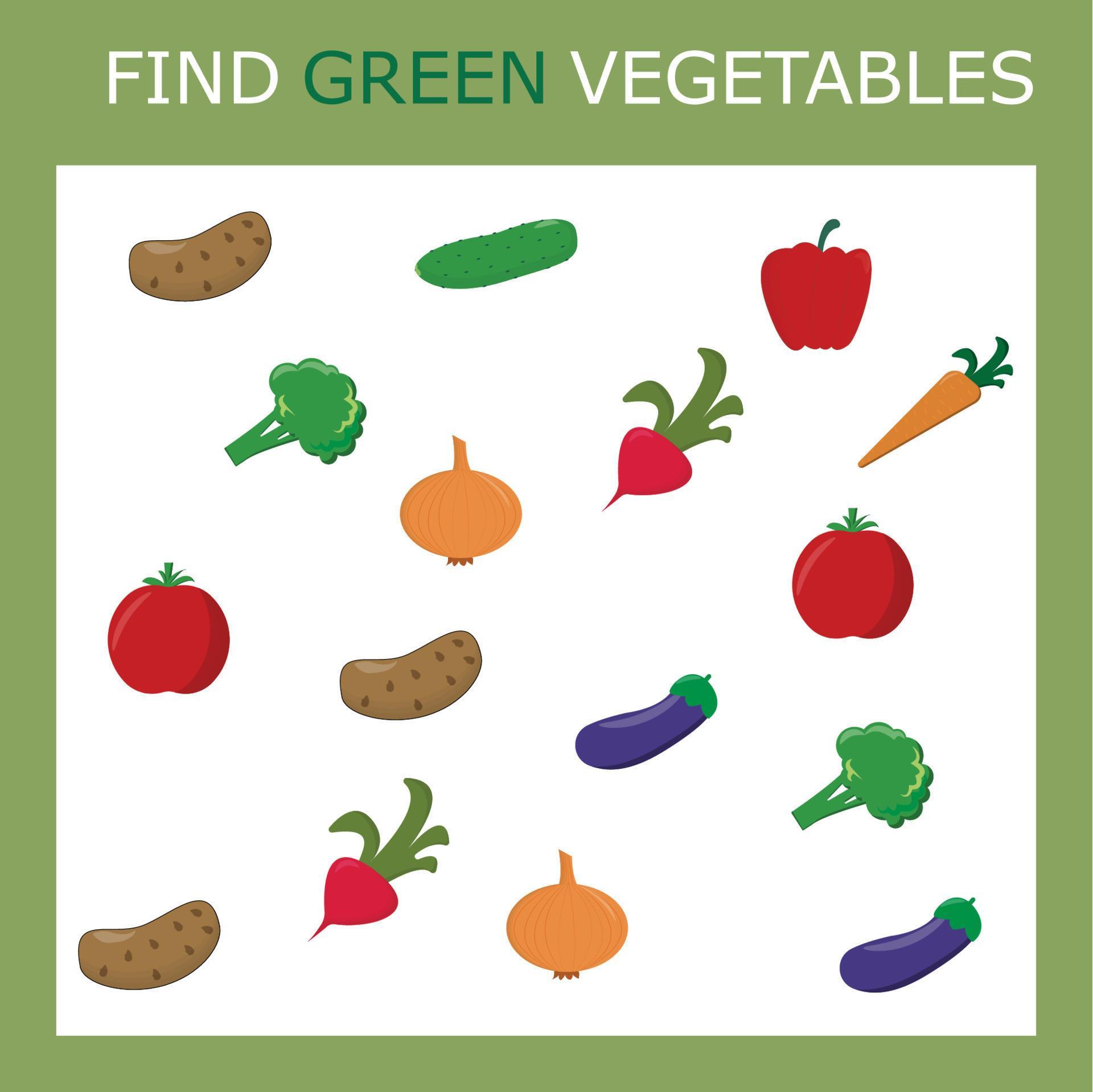Find green vegetables. Preschool worksheet, worksheet for kids ...