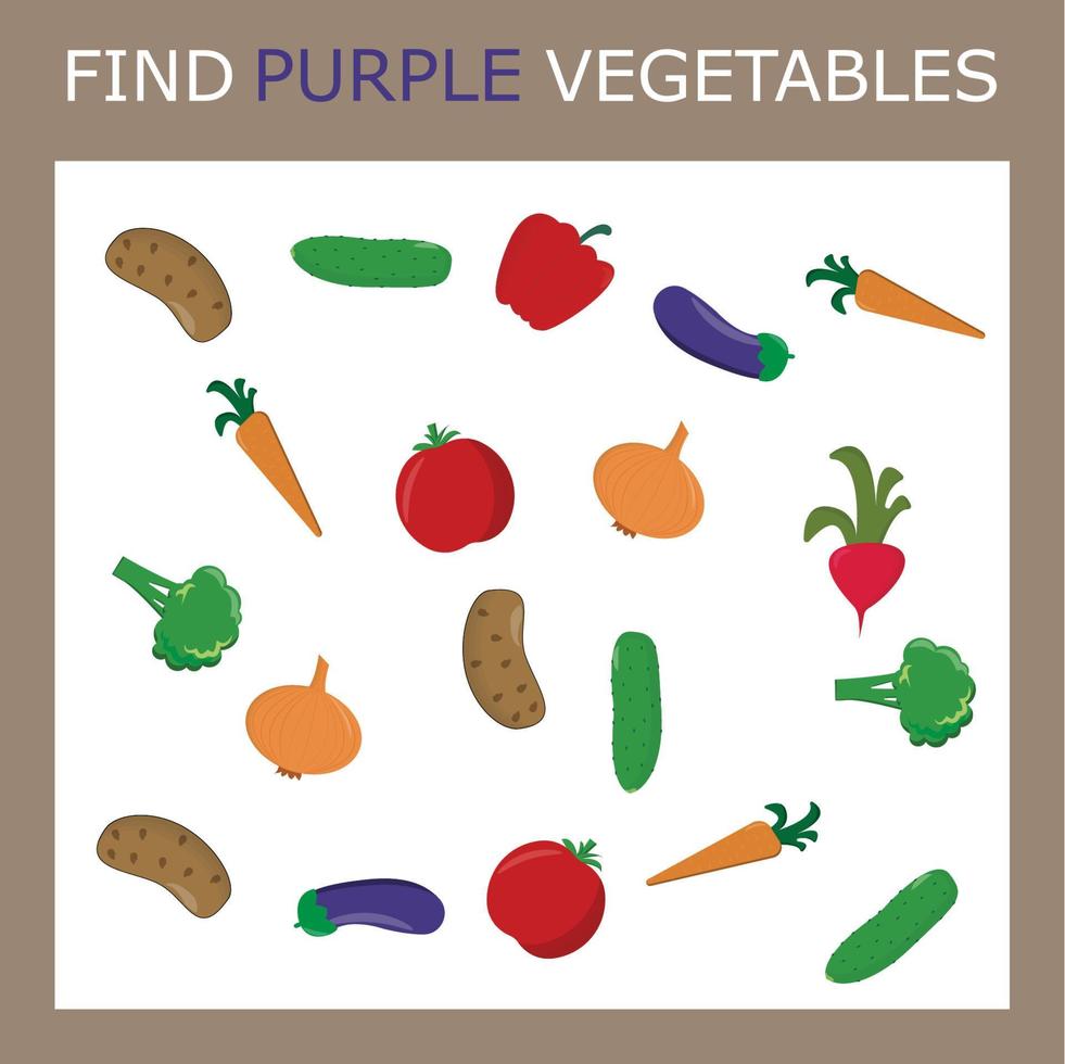 Find purple-colored vegetables among the multi colored ones. Children's ...