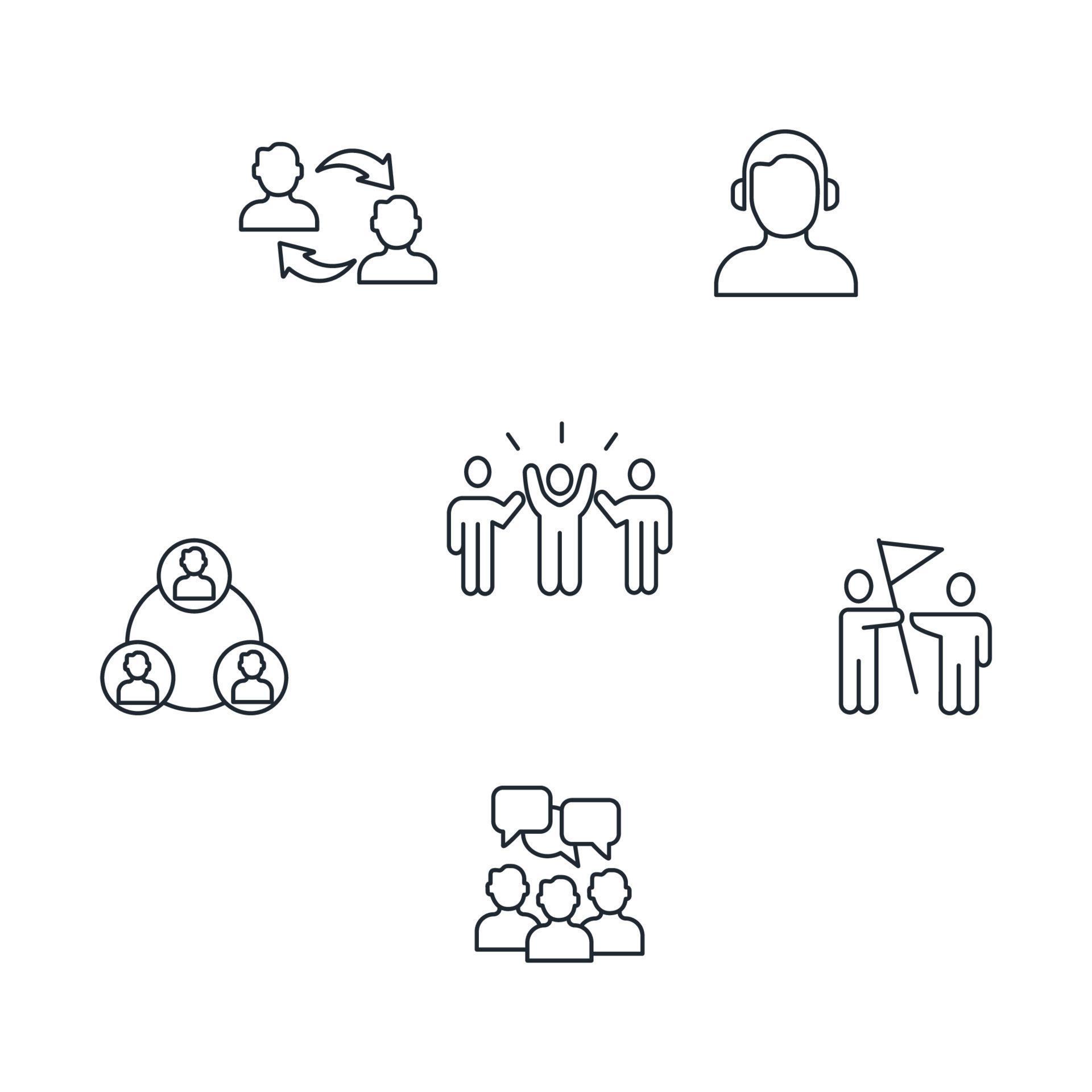 working together icons set . working together pack symbol vector ...