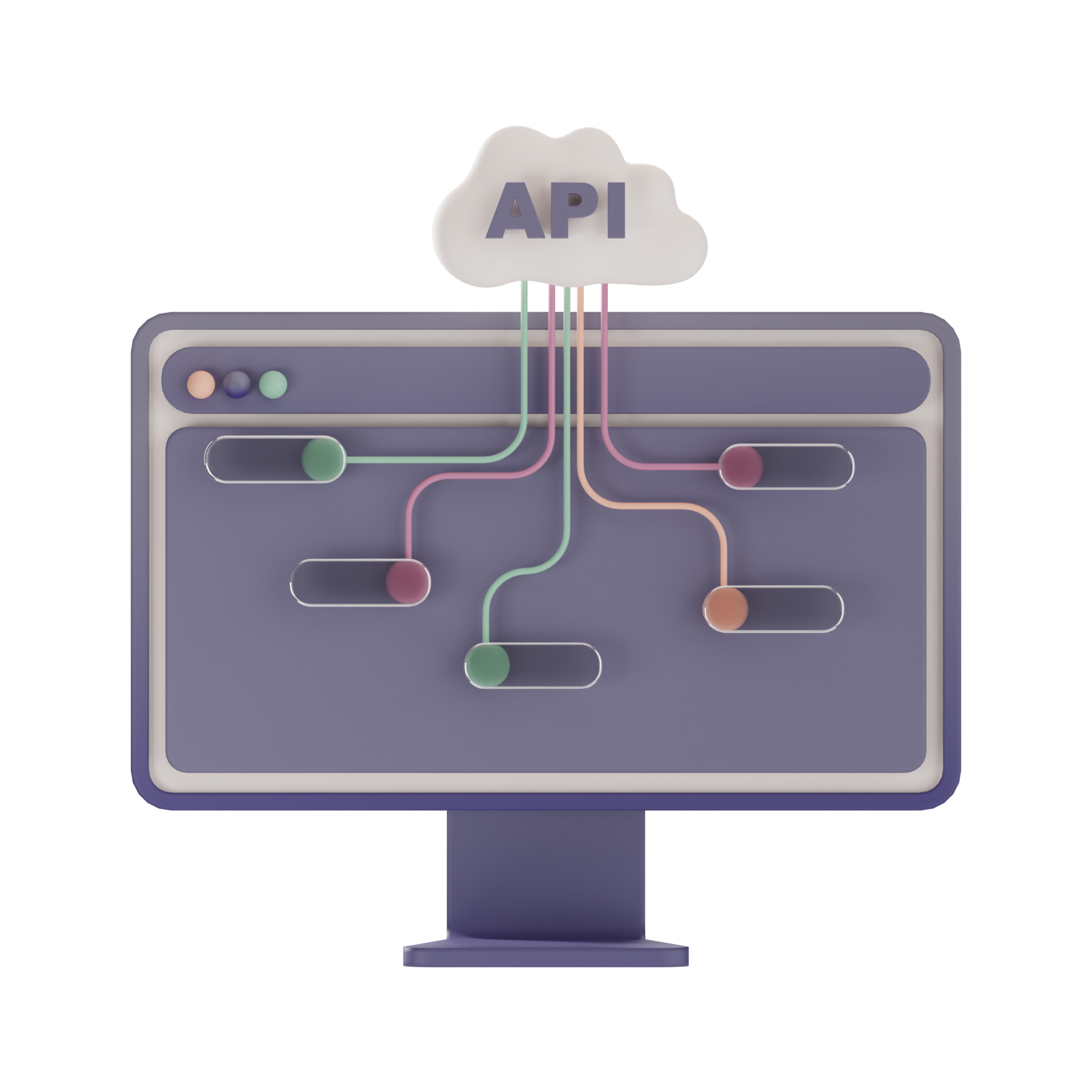 API with feature flow, 3d illustration 8550481 PNG