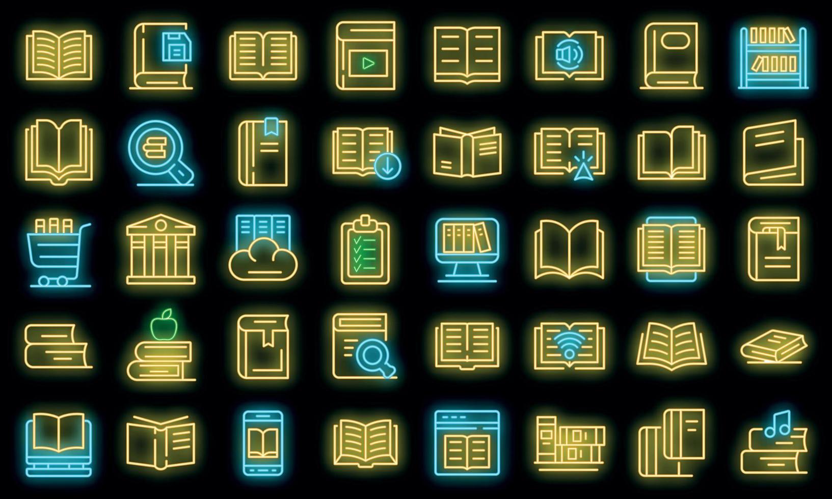 Library icons set vector neon 8550849 Vector Art at Vecteezy