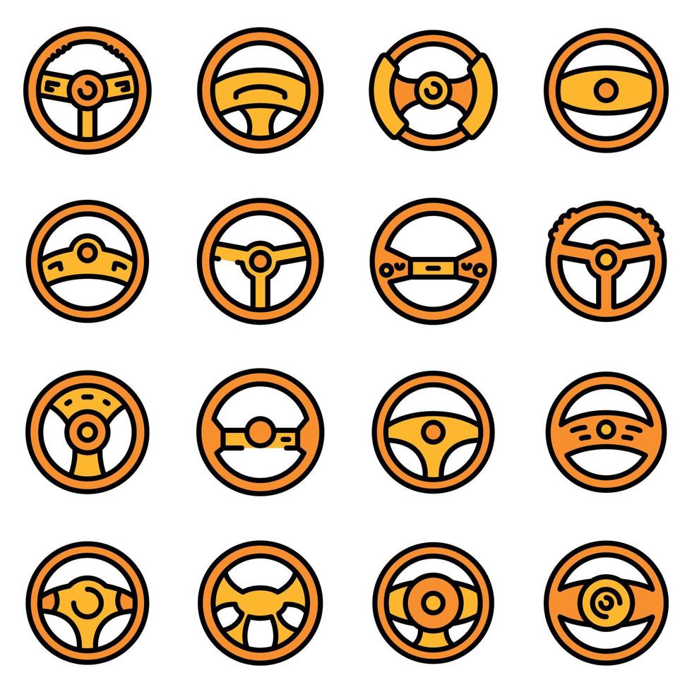 Steering wheel icons set vector flat 8550999 Vector Art at Vecteezy