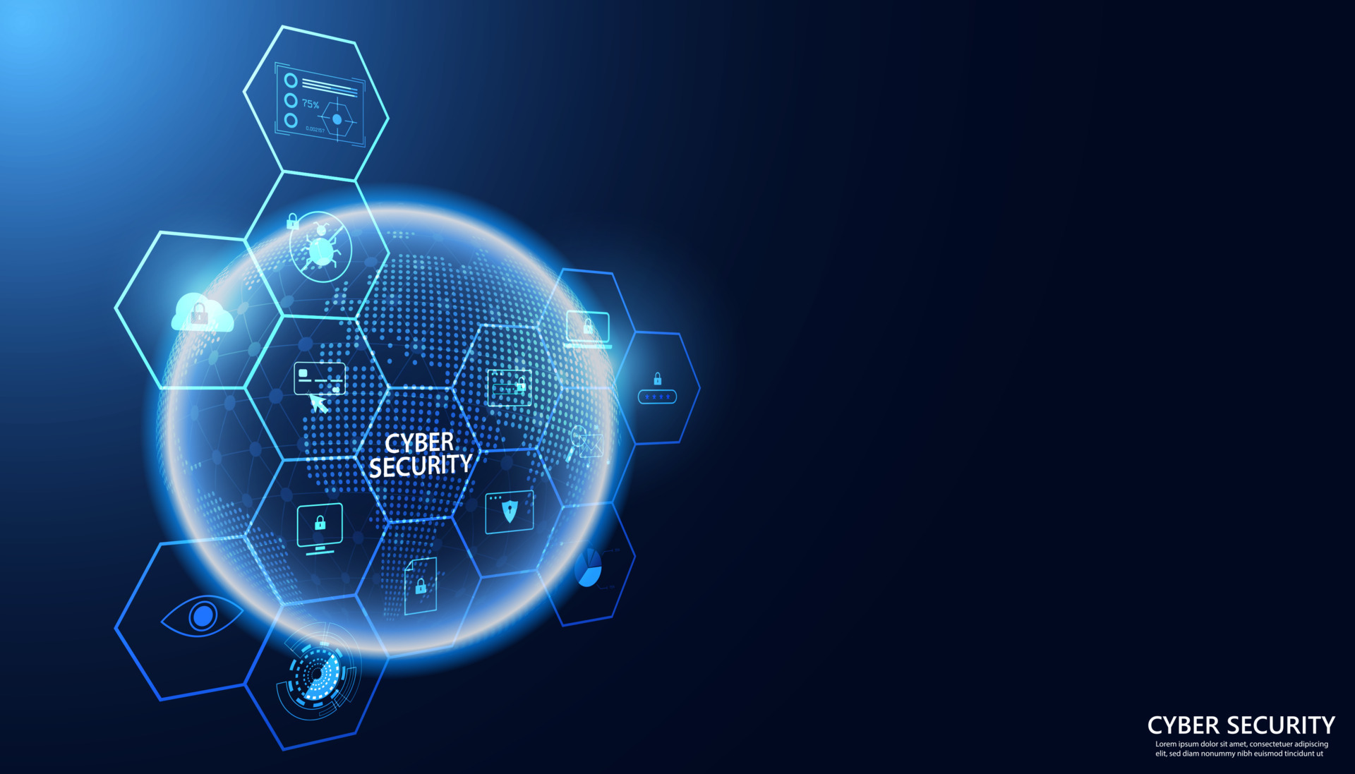Abstract World Cyber Security Concept Protect Network Device Program
