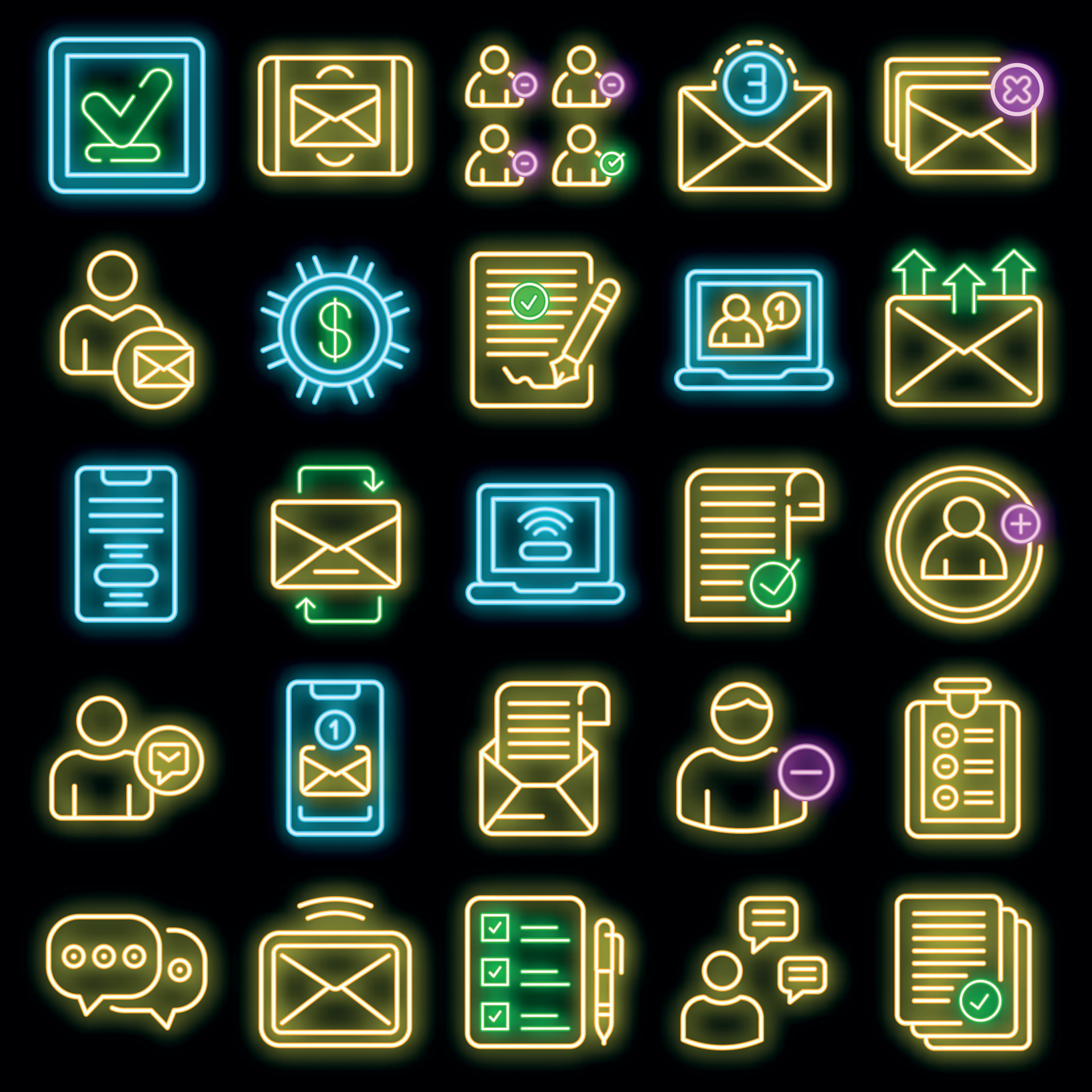Request icons set vector neon 8553865 Vector Art at Vecteezy