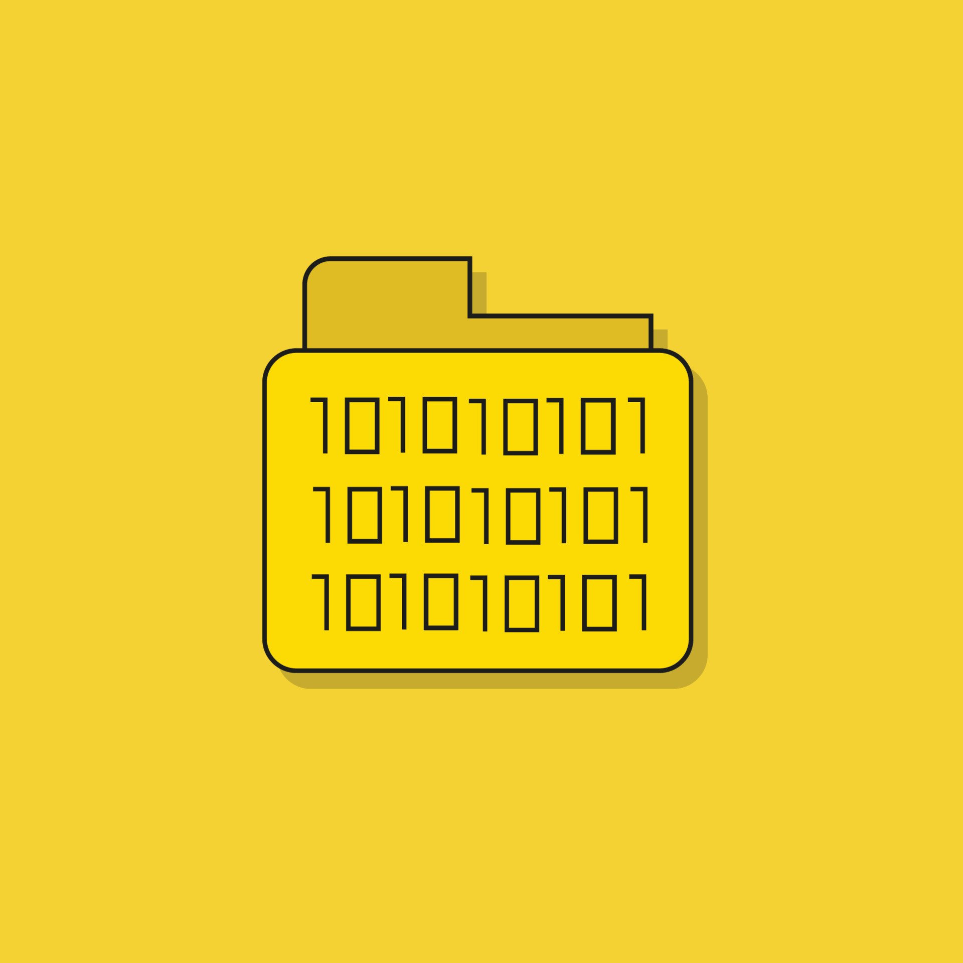 binary folder icon on yellow background 8554535 Vector Art at Vecteezy