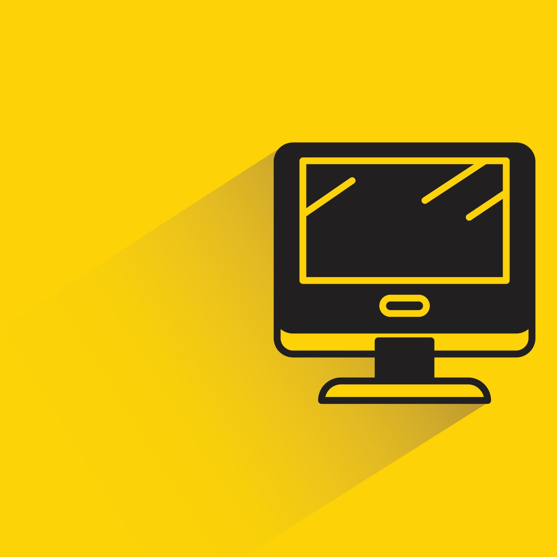 computer monitor icon with shadow on yellow background 8554894 Vector ...
