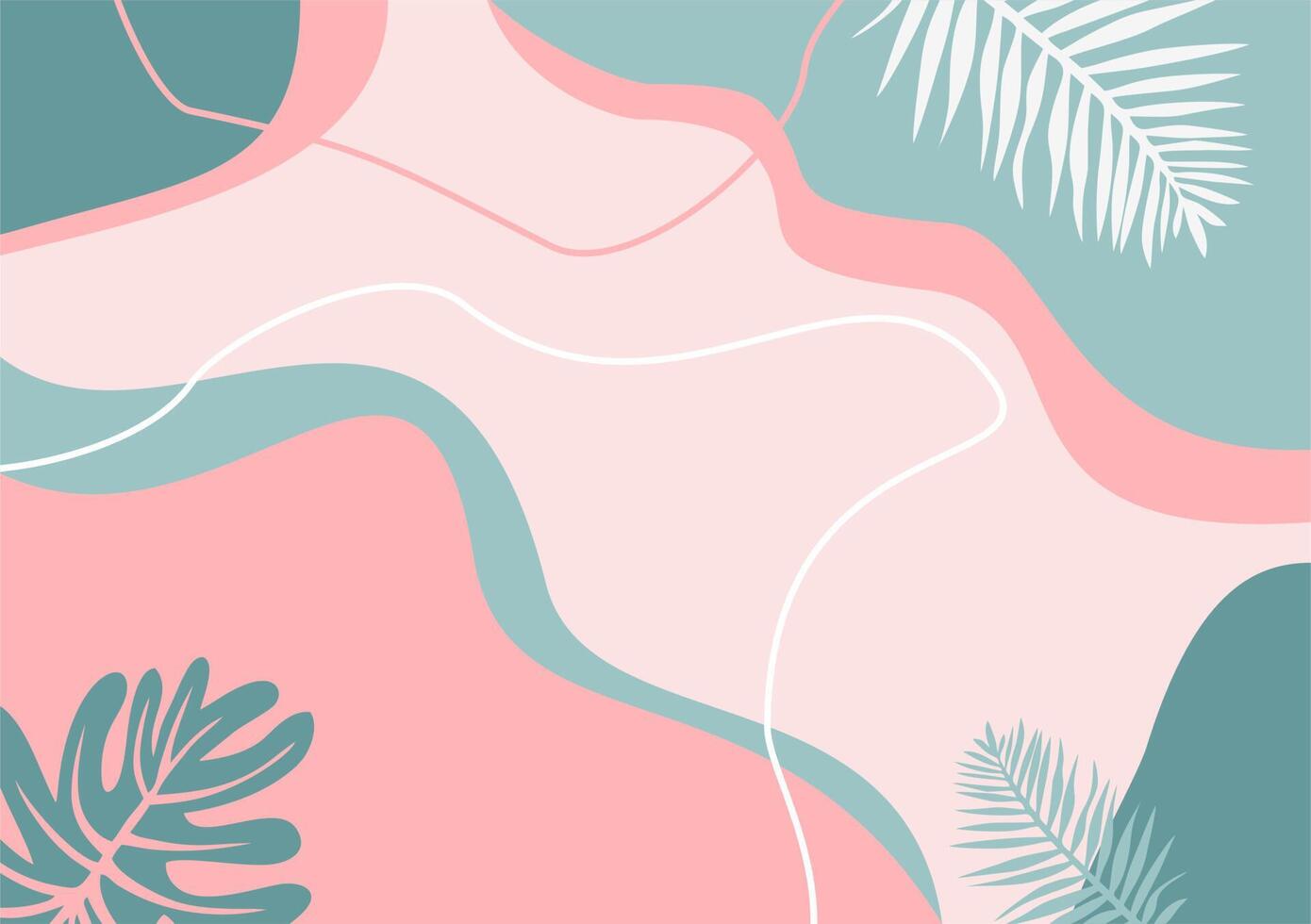 fondo de color pastel rosa verde. con elementos abstractos y plantas ... fondo de color pastel rosa verde. con elementos abstractos y plantas ...