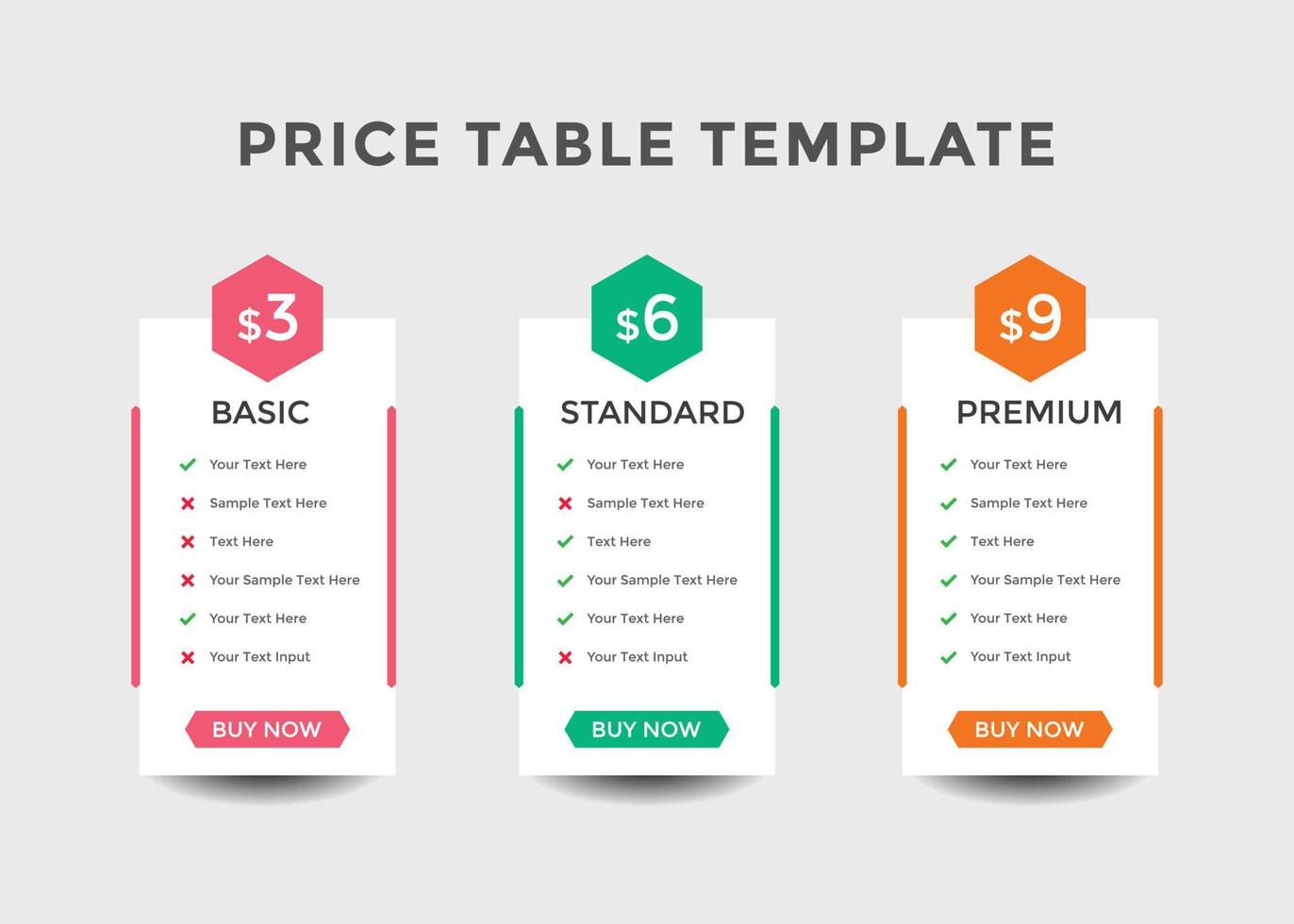 Subscription Package Pricing Comparison. business plan pricing chart ...