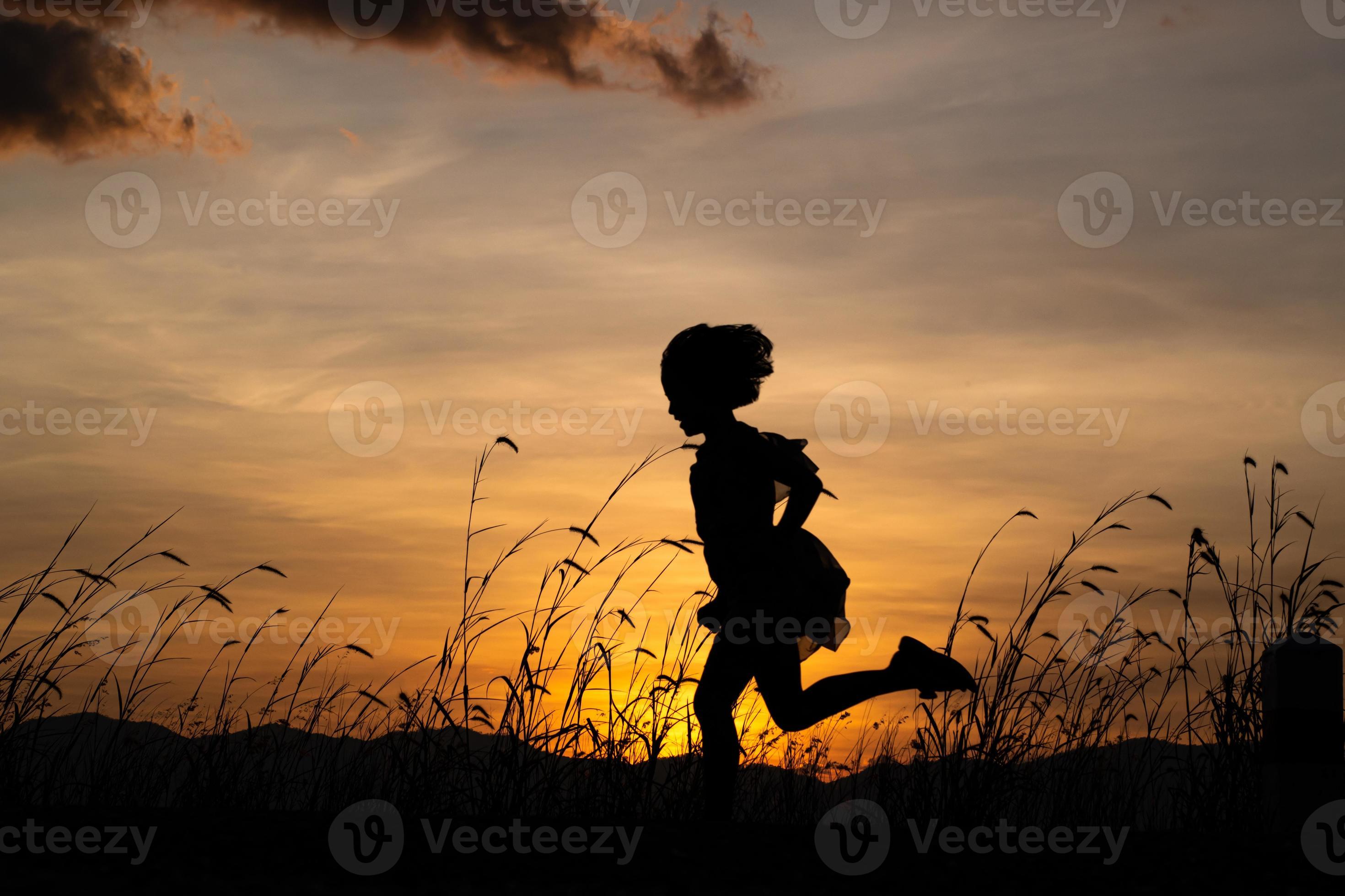 Running Little Girl Silhouette
