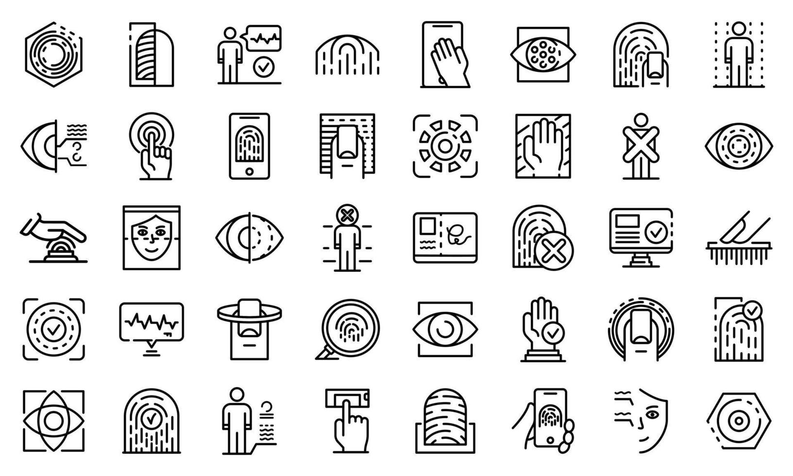 Biometric Authentication Icons Set Outline Style 8560768 Vector Art At