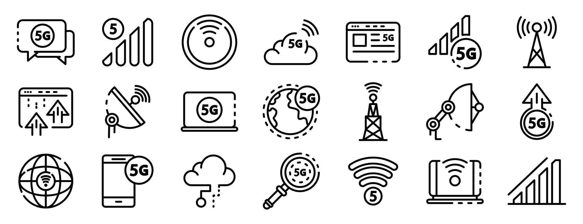 5G technology icons set, outline style 8561435 Vector Art at Vecteezy