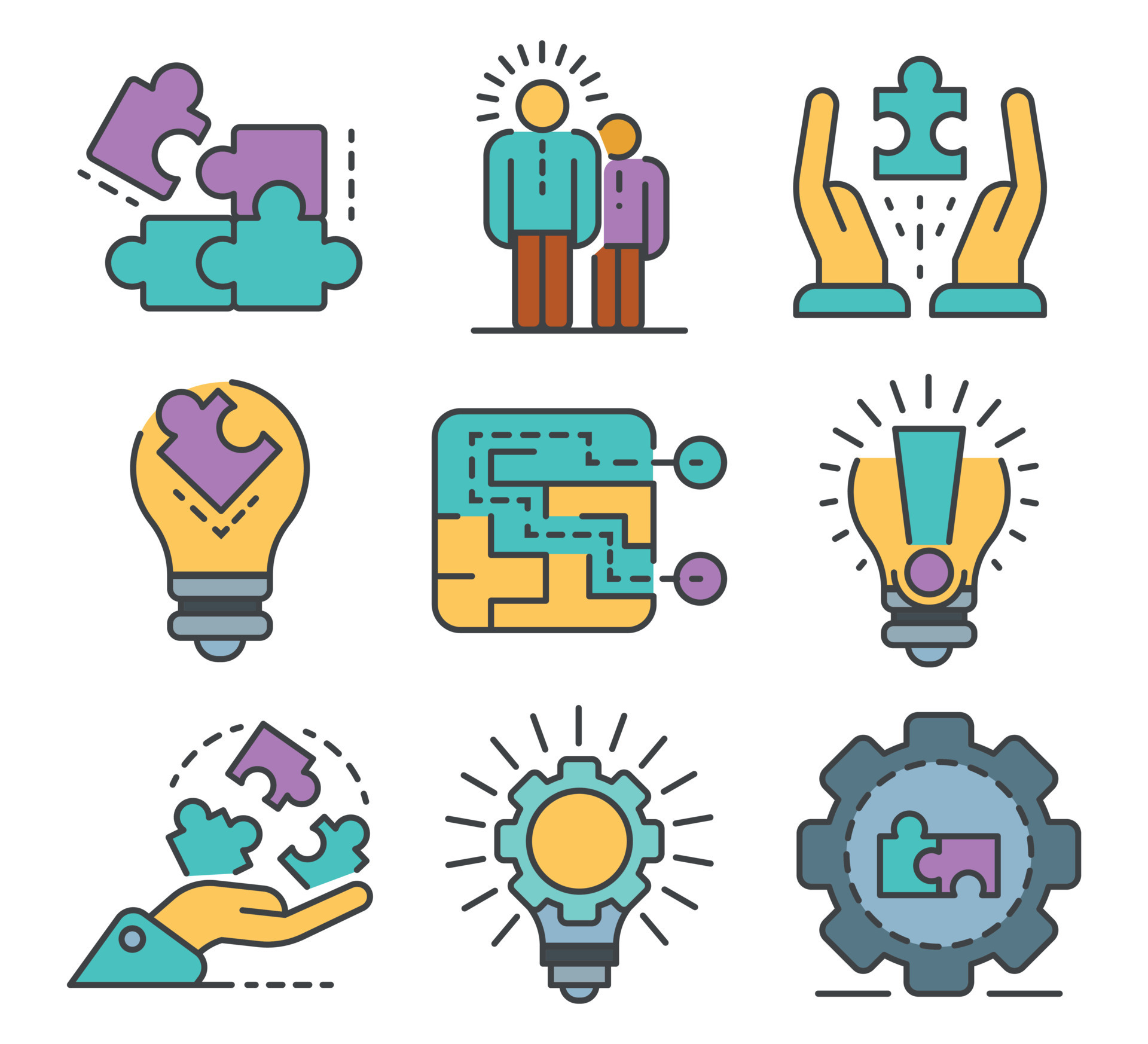 Solution icon set, outline style 8563570 Vector Art at Vecteezy Solution icon set, outline style 8563570 Vector Art at Vecteezy