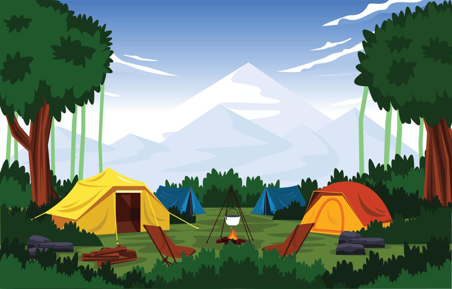 Summer Camp Tent Outdoor Mountain Nature Adventure Holiday 8564924 ...