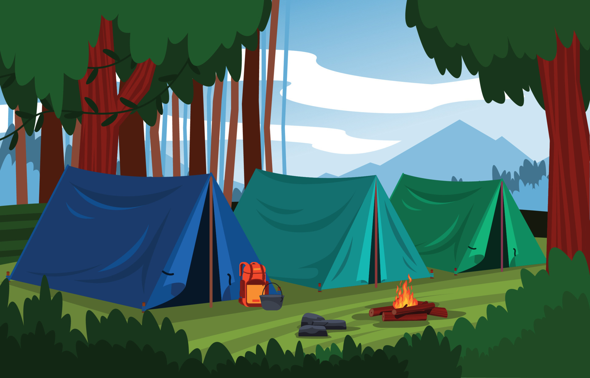 Summer Camp Tent Outdoor Mountain Nature Adventure Holiday 8564940 ...