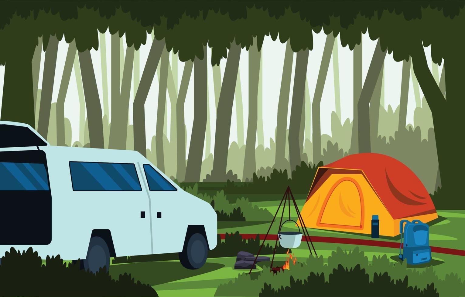 Summer Camp Tent Outdoor Jungle Nature Adventure Holiday 8564943 Vector ...