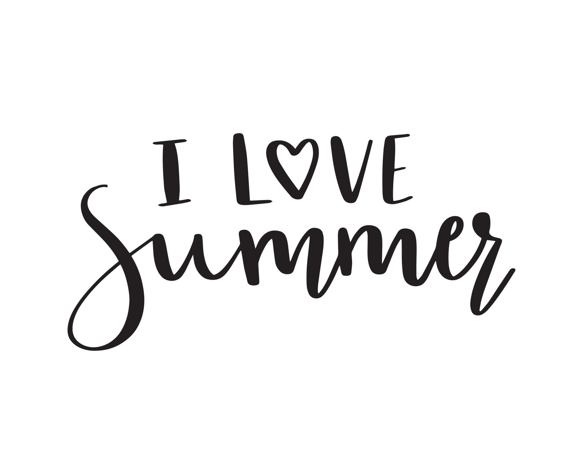 I love Summer Phrase Brush lettering composition. Vector illustration ...