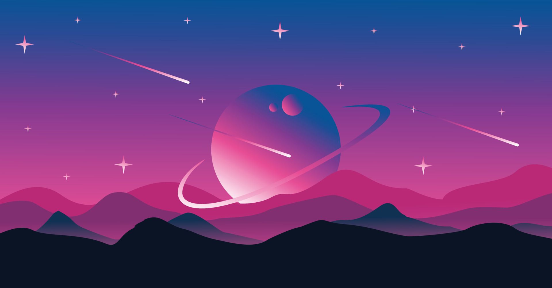space and planetary backgrounds. Planetary surface with mountains ...