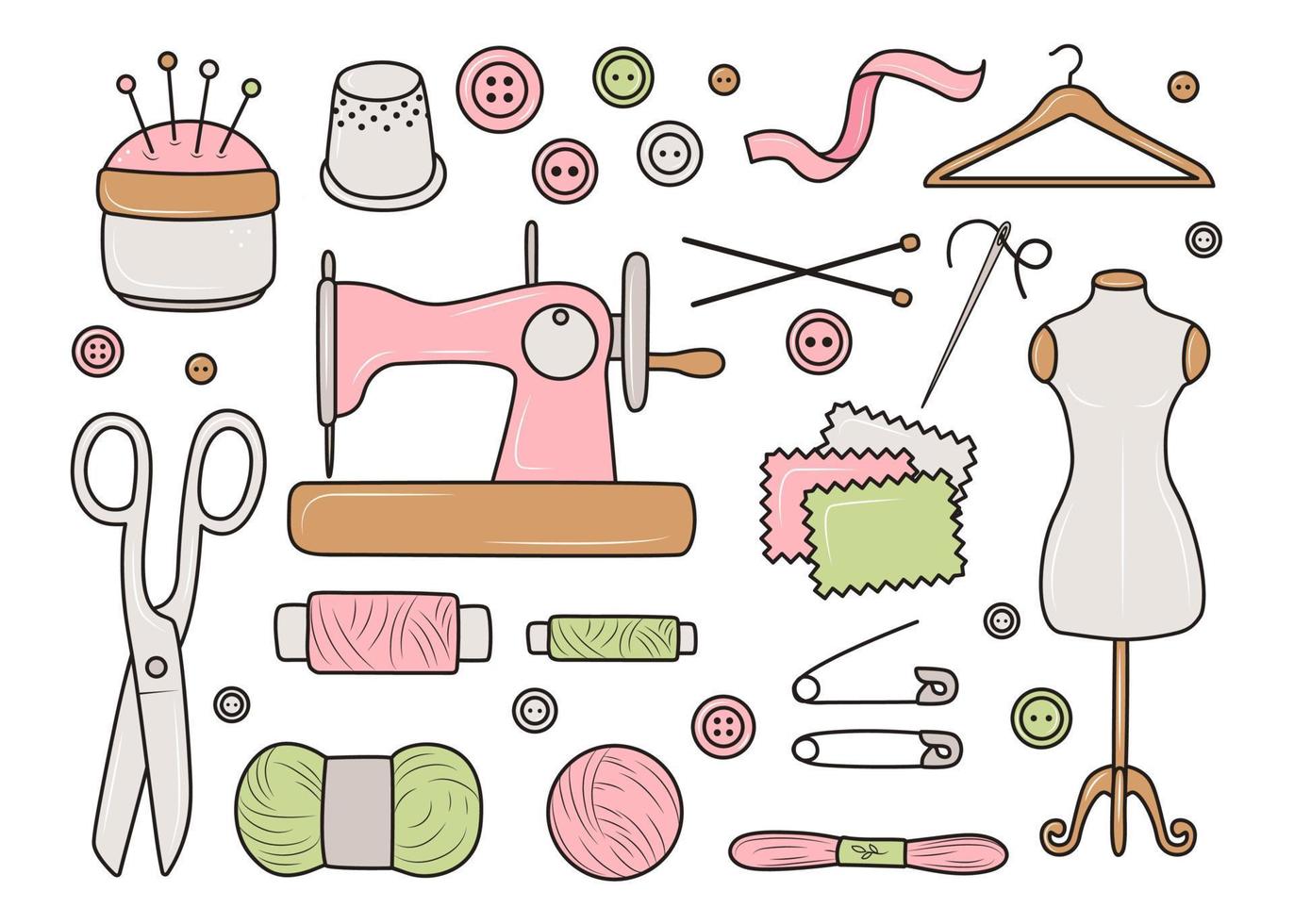 Needlework Concept Various Sewing Tools 8570025 Vector Art At Vecteezy
