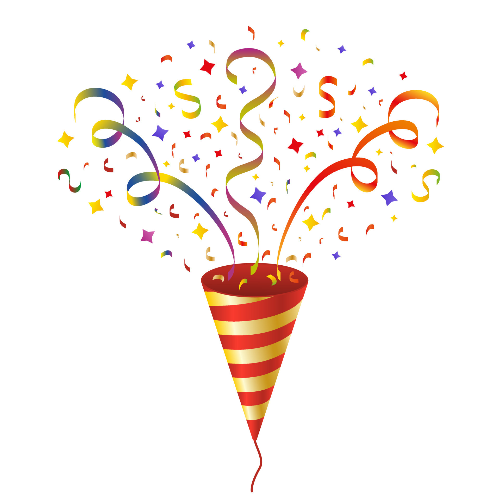 Exploding party popper with confetti . Isolated vector illustration ... Exploding party popper with confetti . Isolated vector illustration ...