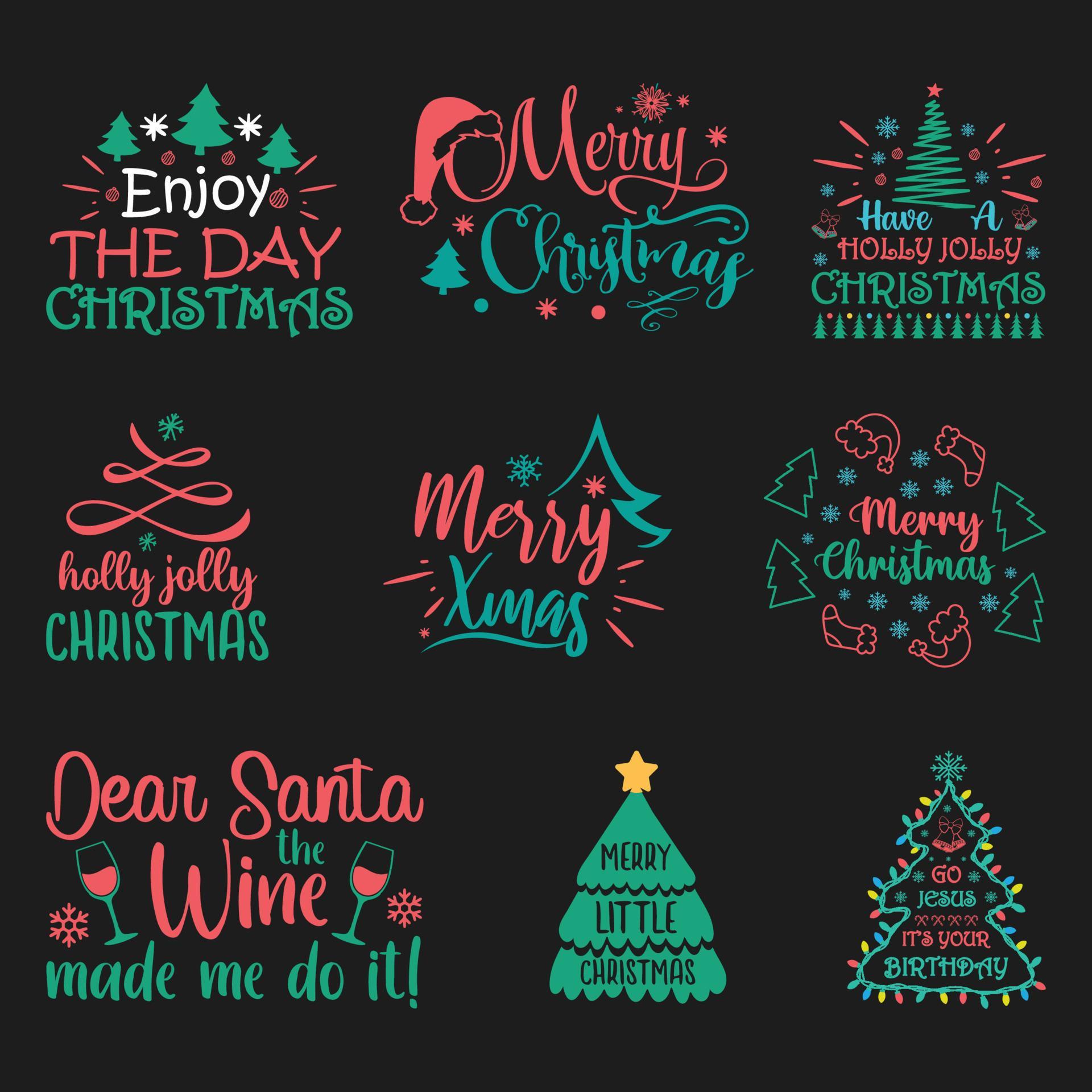 Merry Christmas Typography Vector 8585618 Vector Art At Vecteezy