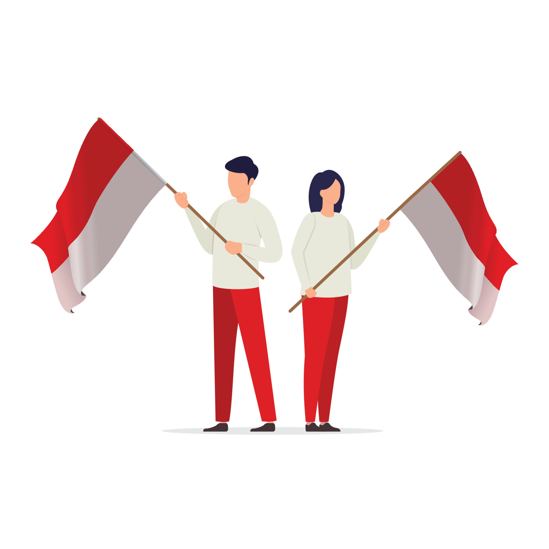 Man And Woman Holding A Flag Of Indonesia Vector Illustration 8596991
