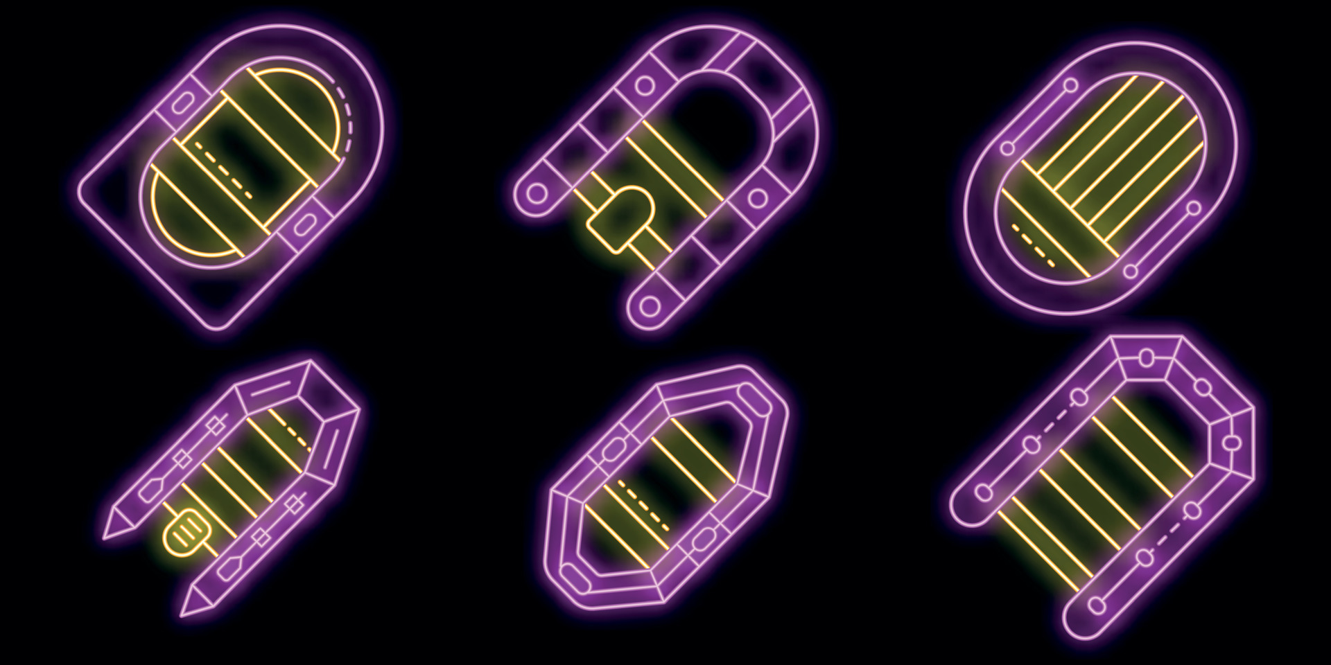 Inflatable Boat Icons Set Vector Neon 8601278 Vector Art At Vecteezy