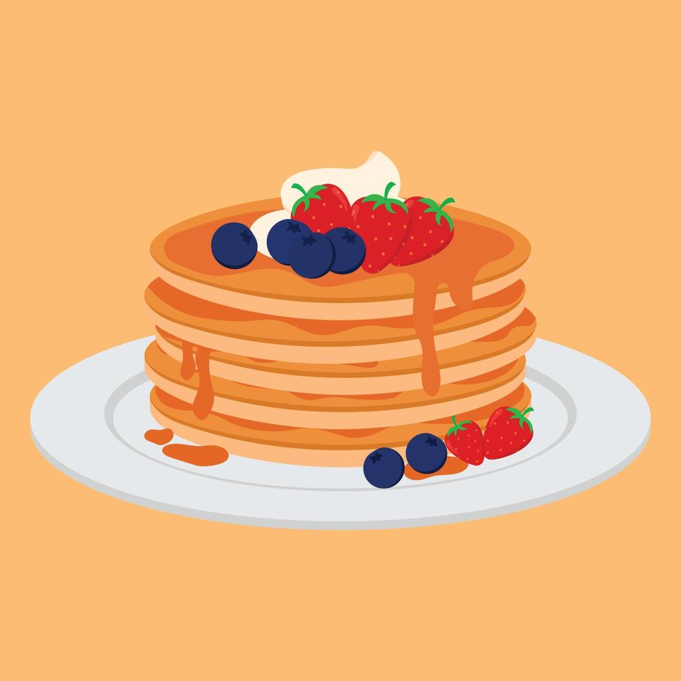 Flat Pancake animation cartoon with blueberry and strawberry vector ... Flat Pancake animation cartoon with blueberry and strawberry vector ...