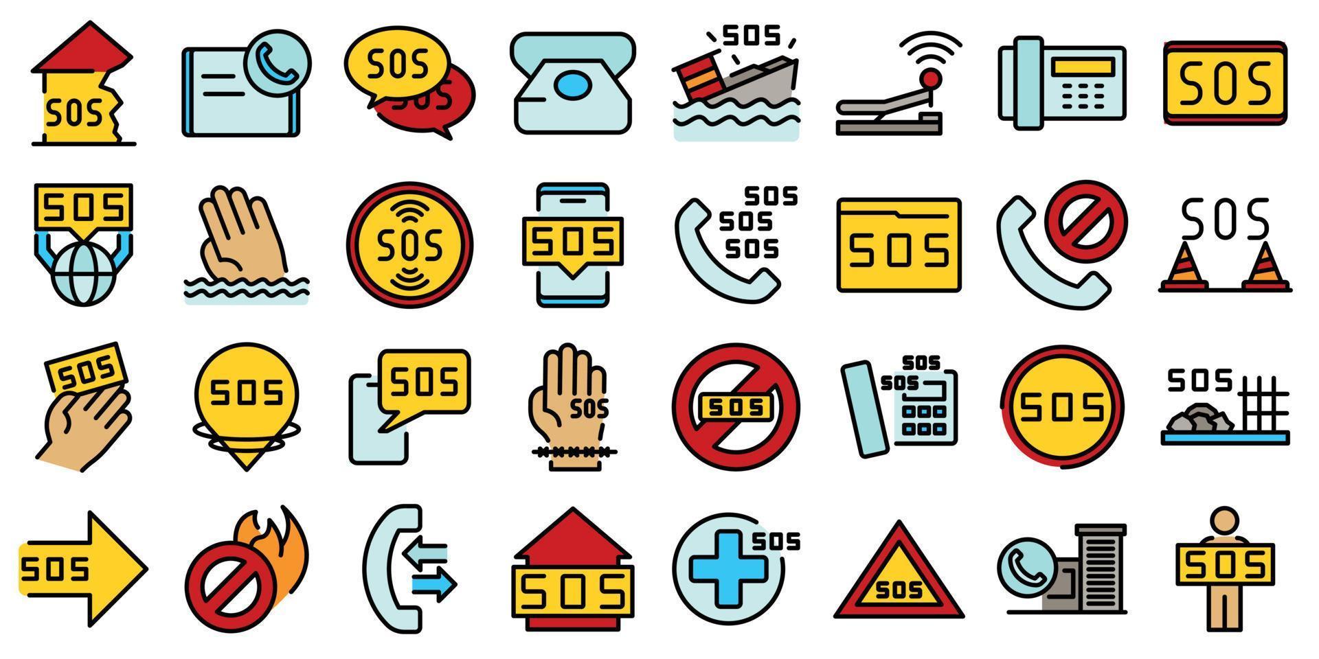 Sos icons set line color vector 8604272 Vector Art at Vecteezy Sos icons set line color vector 8604272 Vector Art at Vecteezy