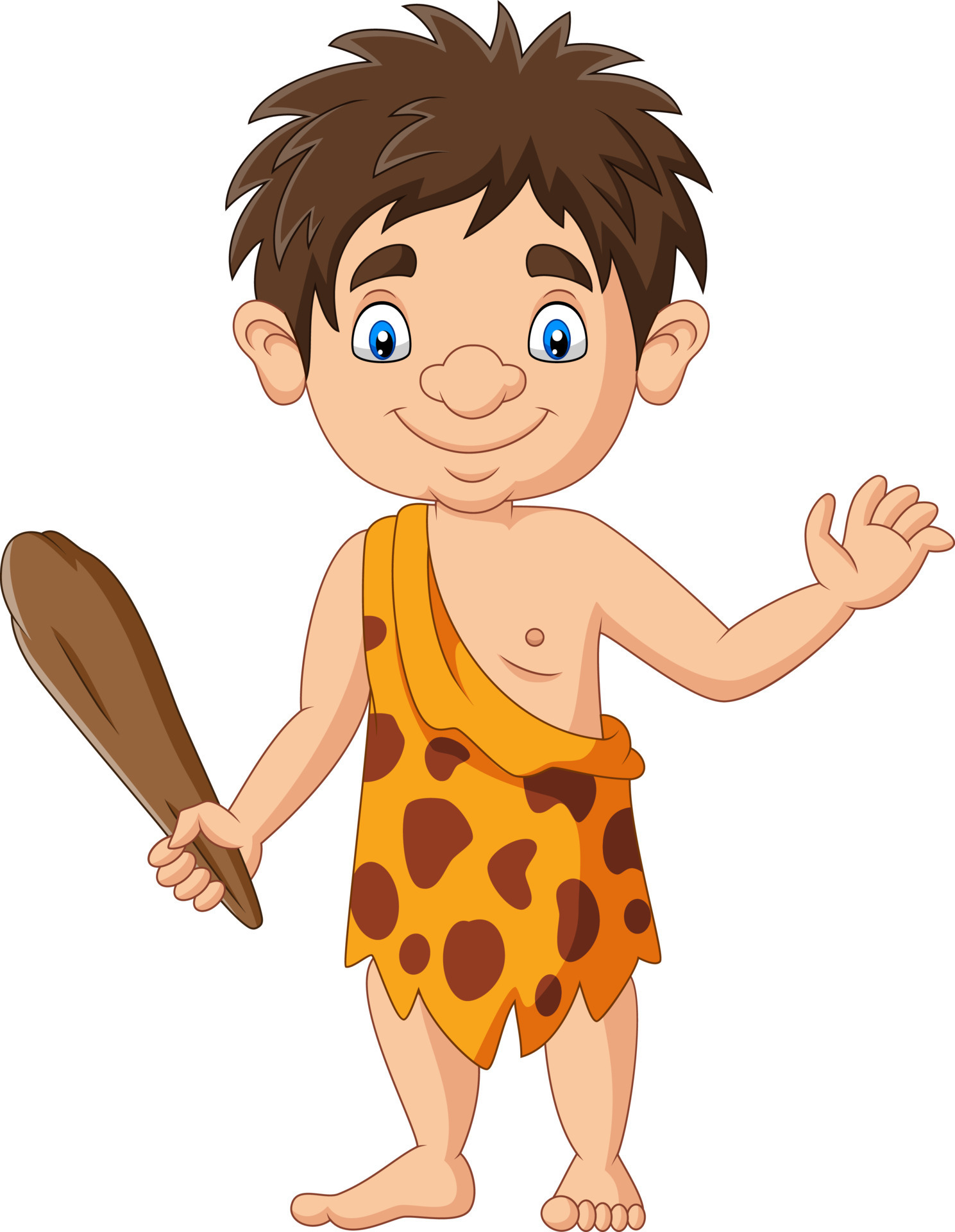 Cartoon caveman holding a club 8605065 Vector Art at Vecteezy