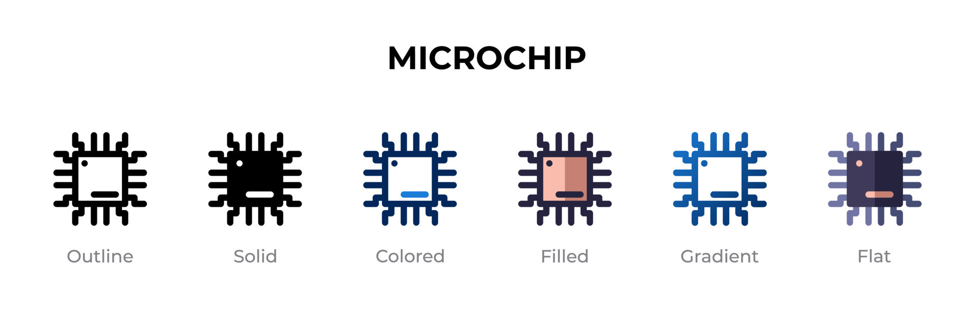 Microchip Icon In Different Style Microchip Vector Icons Designed In