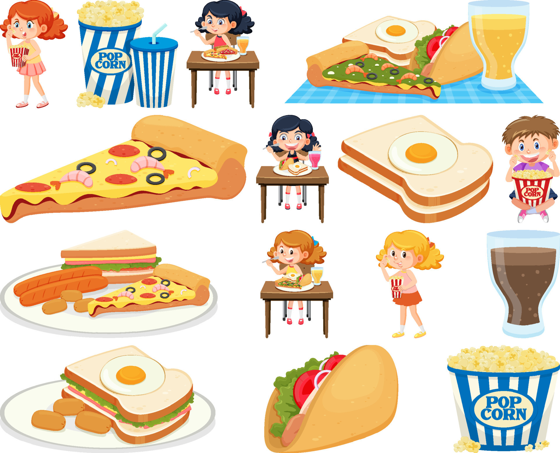 Kids Eating Junk Food Clipart