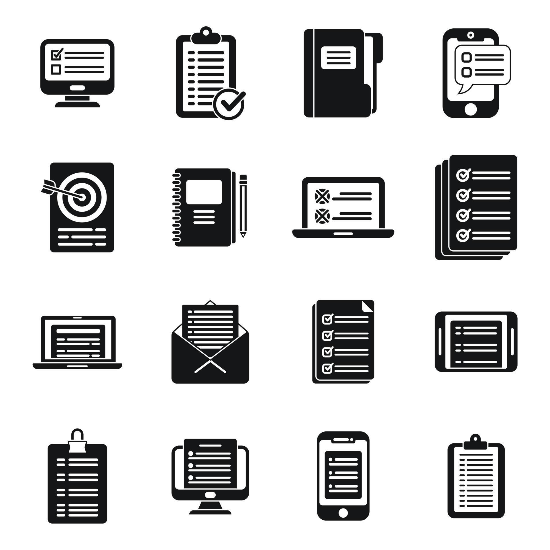 Assignment icons set simple vector. Fast exam 8624336 Vector Art at ...
