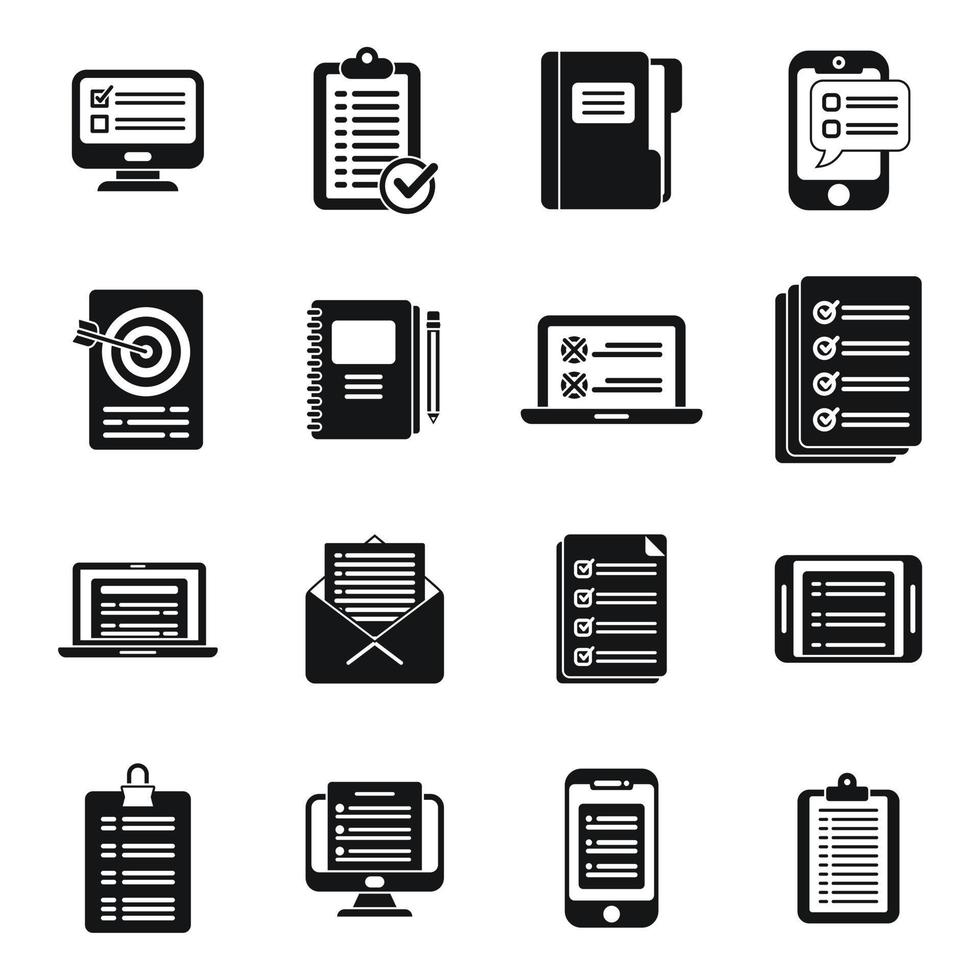Assignment icons set simple vector. Fast exam 8624336 Vector Art at ...