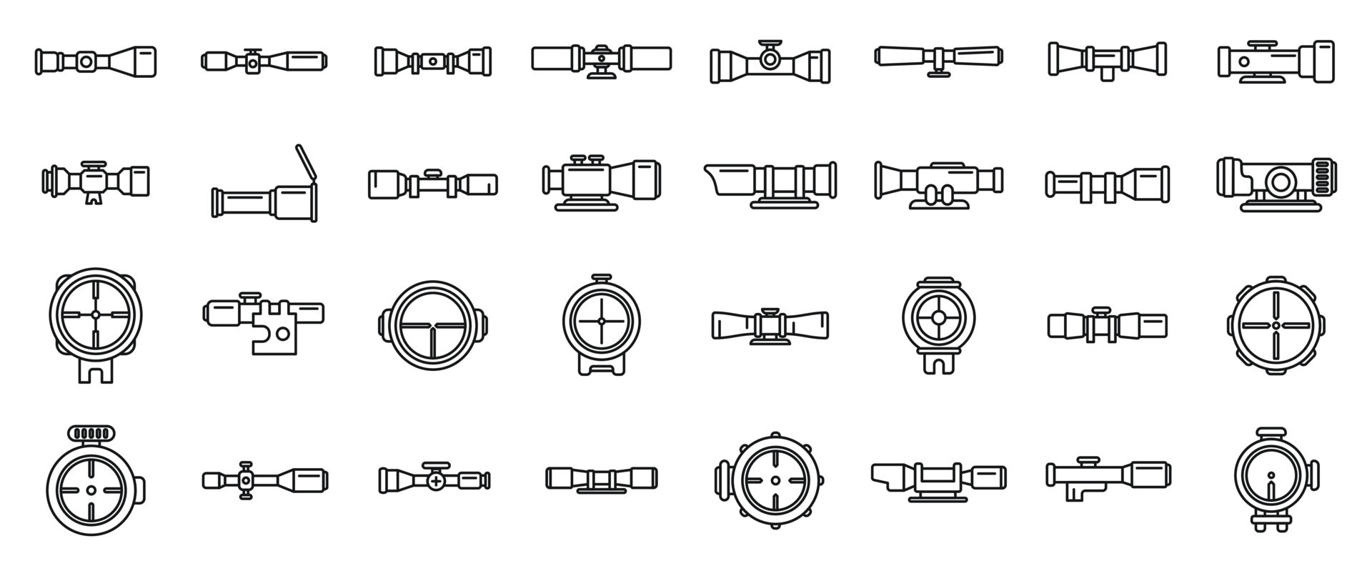 Telescopic sight icons set outline vector. Sniper scope 8624511 Vector ... Telescopic sight icons set outline vector. Sniper scope 8624511 Vector ...