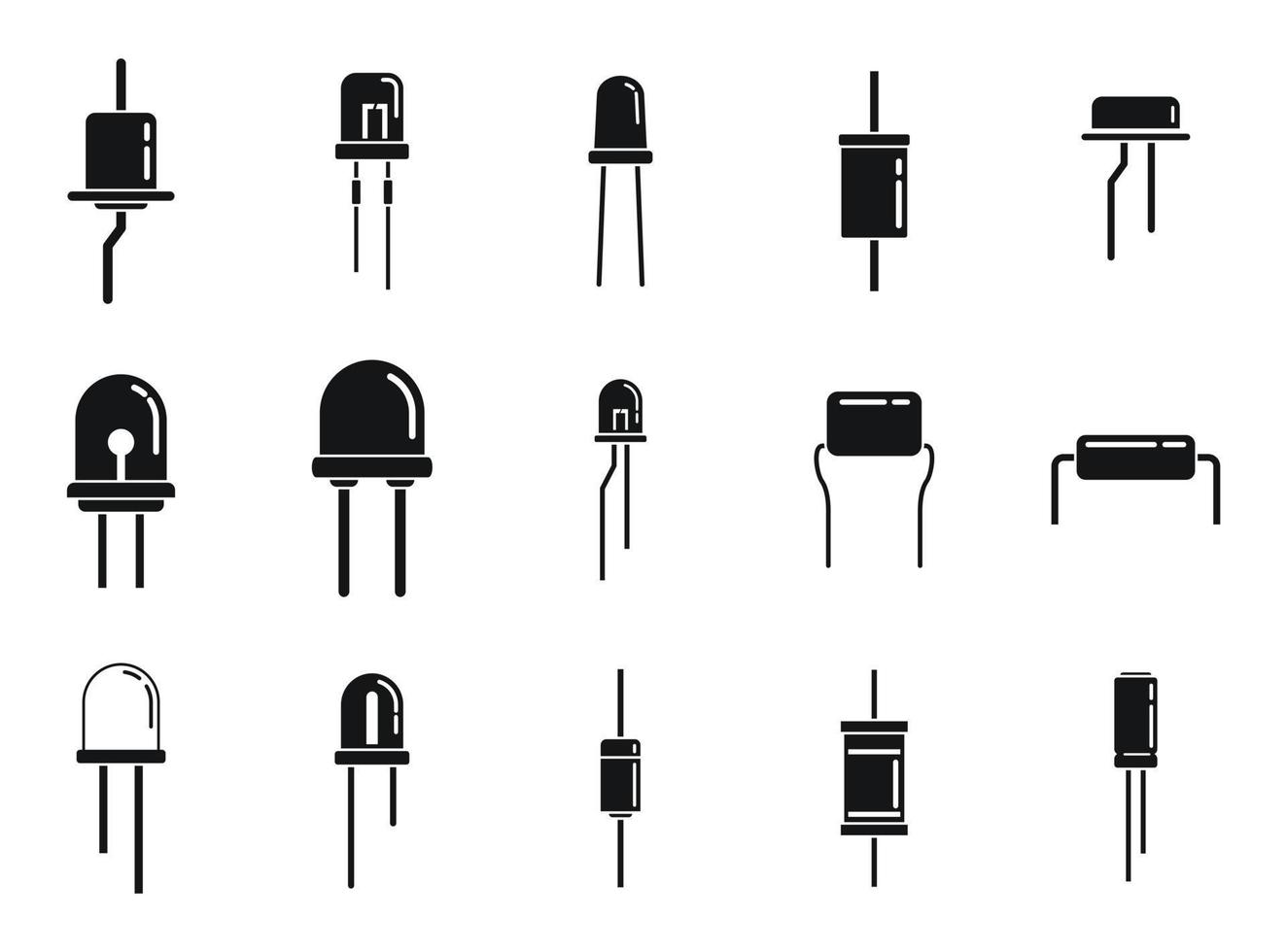 Diode icons set simple vector. Anode light 8624830 Vector Art at Vecteezy