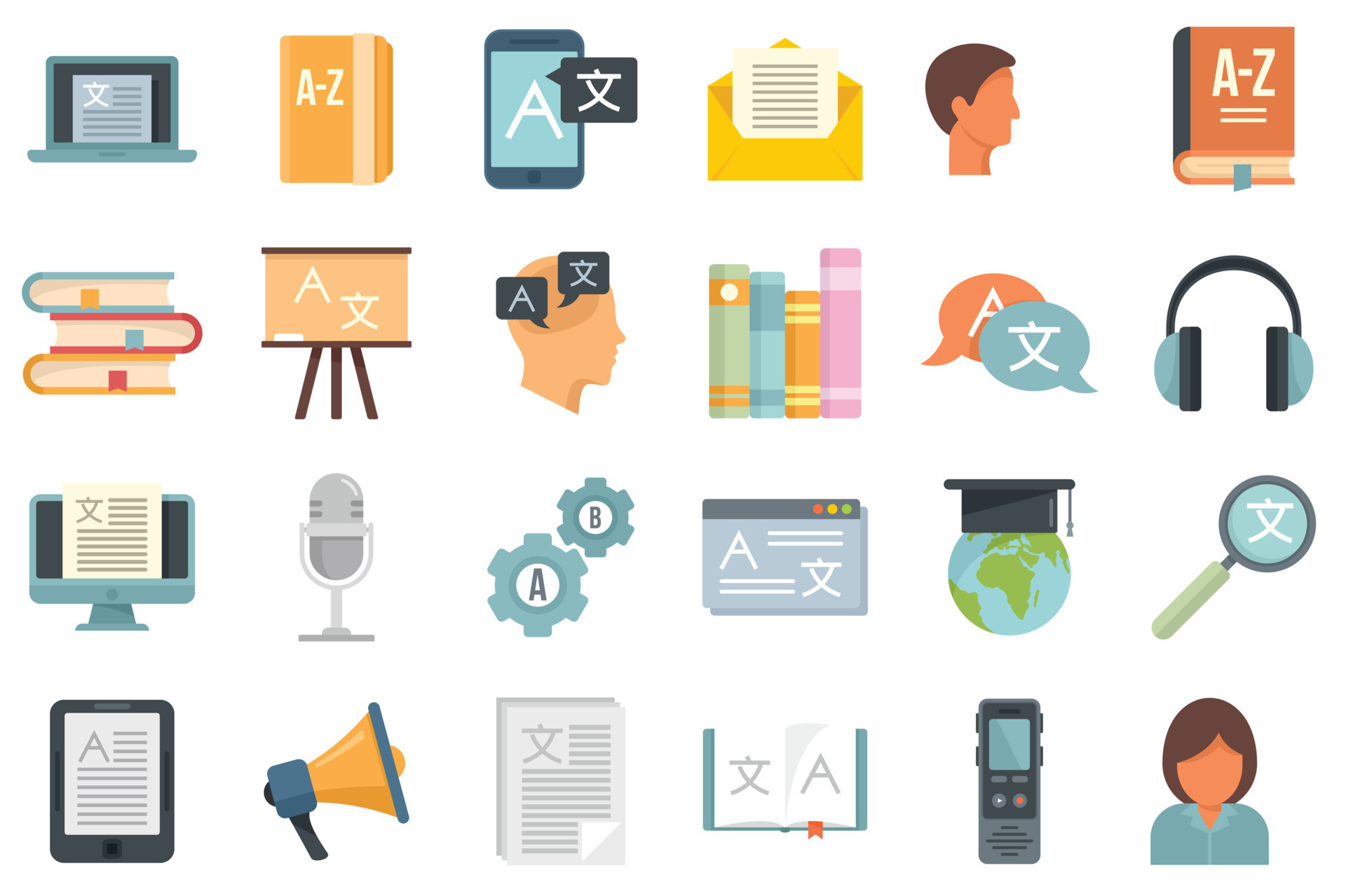 Linguist icons set flat vector isolated 8630537 Vector Art at Vecteezy Linguist icons set flat vector isolated 8630537 Vector Art at Vecteezy