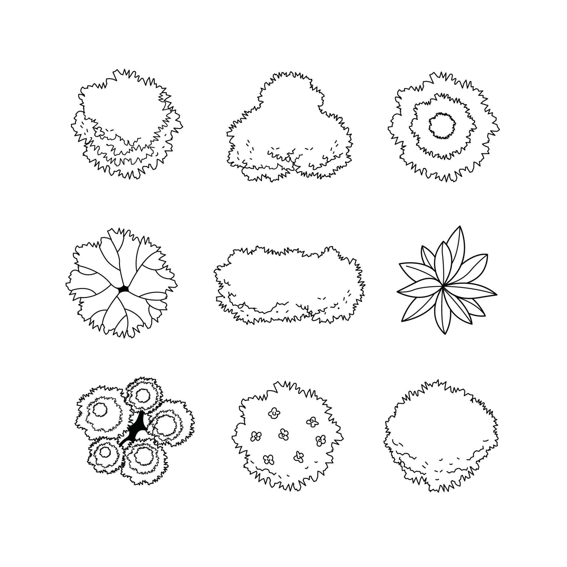 Tree Tops in Outline Style for Architecture Plan 8631126 Vector Art at ...